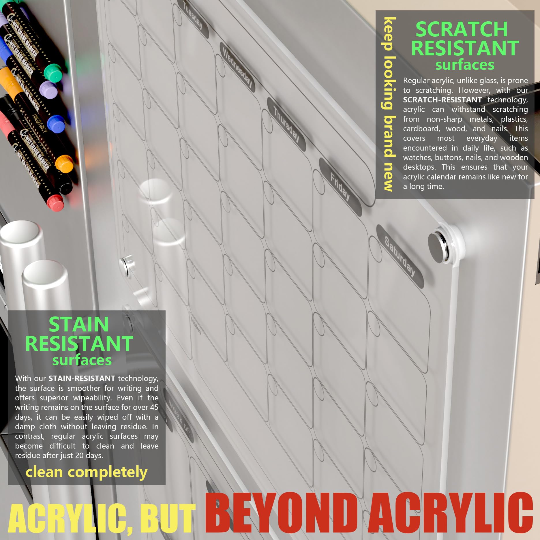 Snapklik.com : Mag-Fancy Acrylic Magnetic Calendar For Fridge, Set Of 2 ...