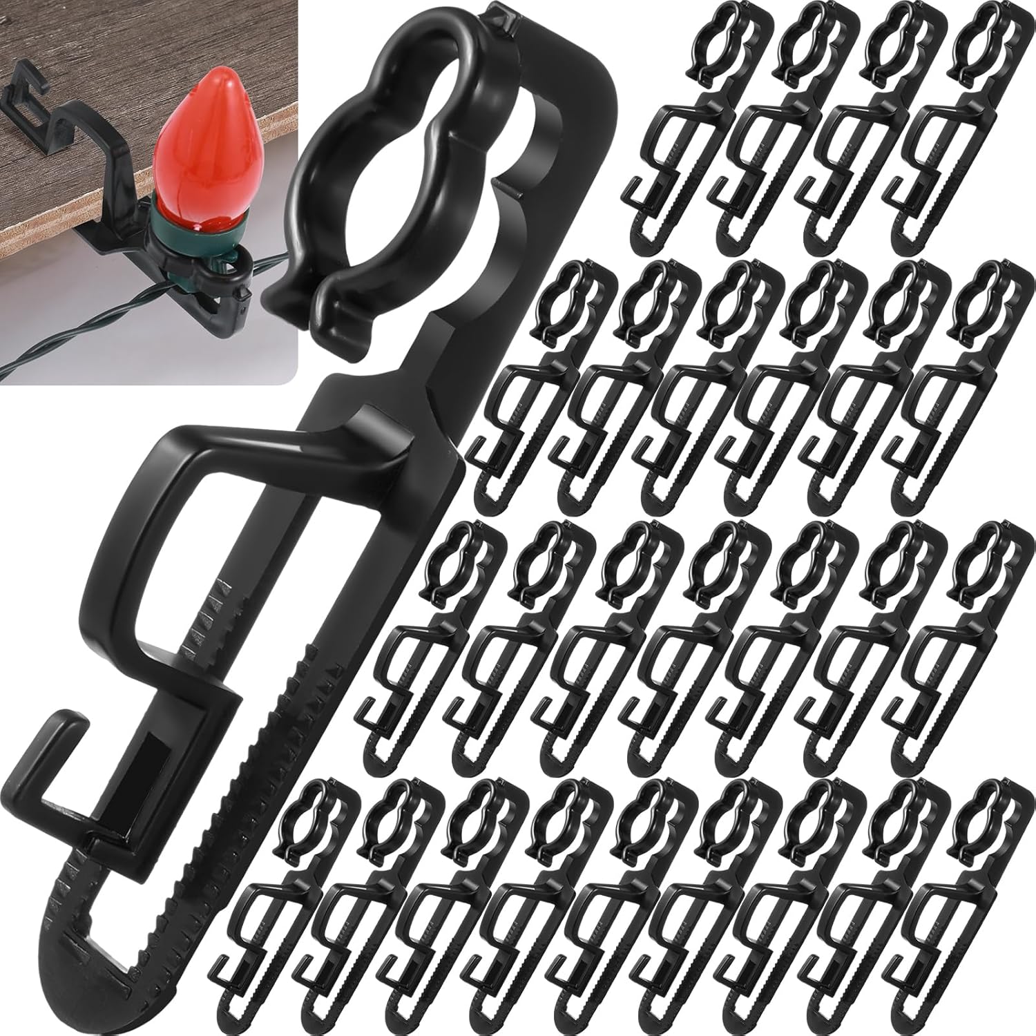 Amazon.com: Yulejo 120 Pcs Christmas Black Light Clips Gutter Hooks for ...