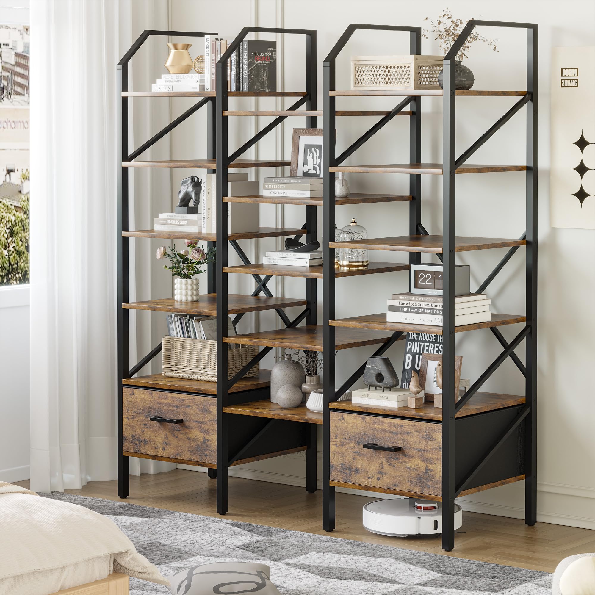 Snapklik.com : YESHOMY Triple 6 Tier Bookshelf