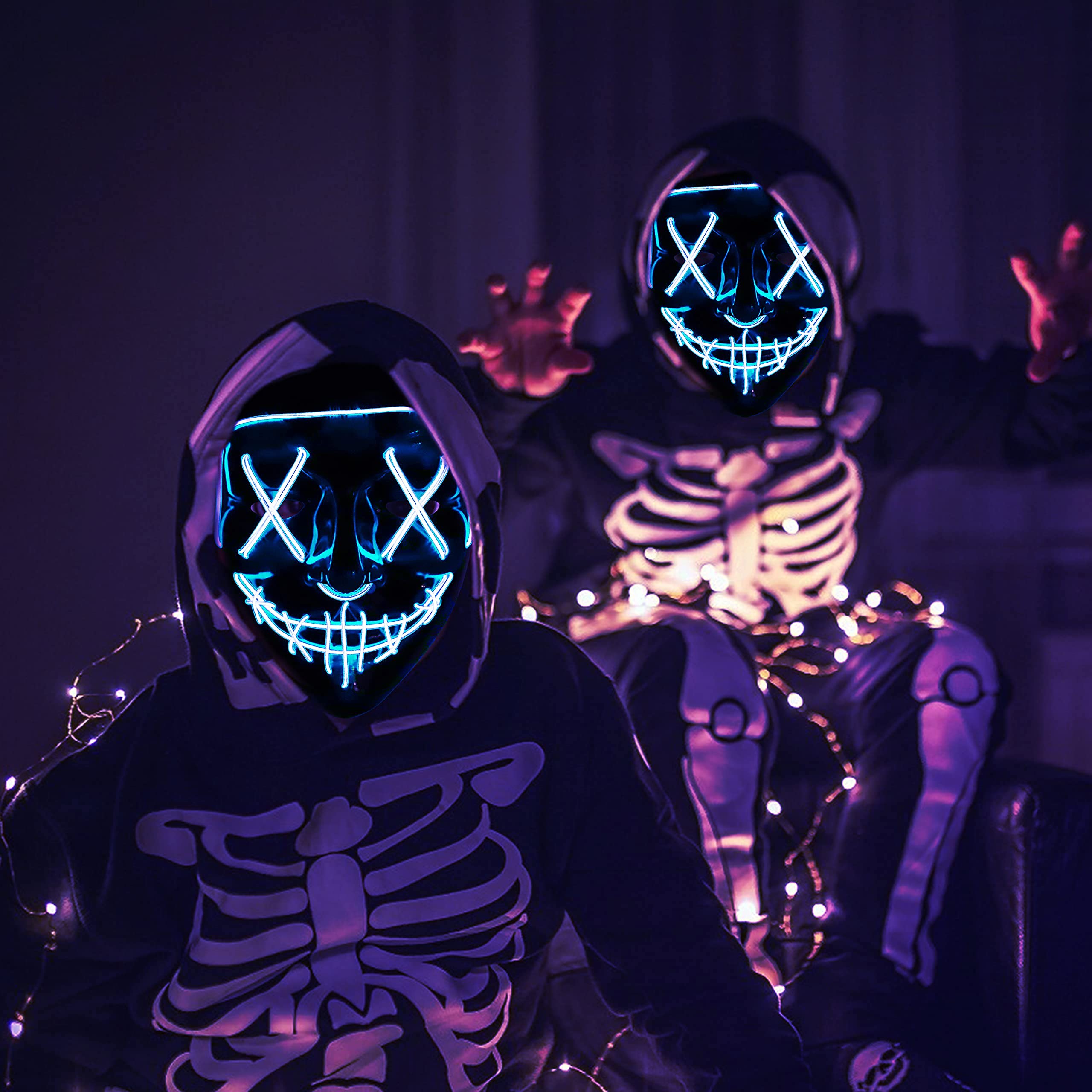 Buy Halloween Mask Light Up, Hacker Purge Mask, Scary LED Mask for ...