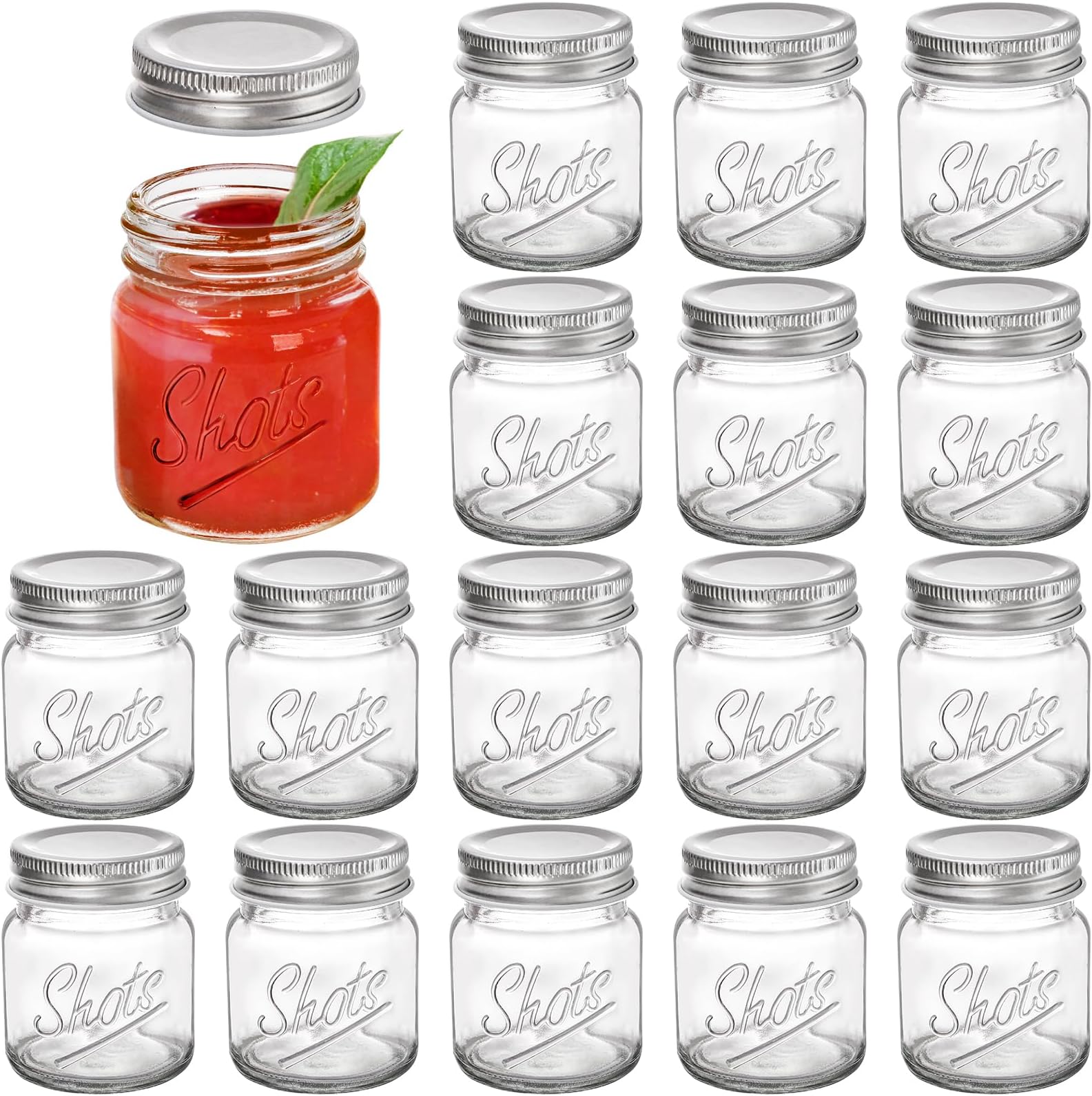 Amazon.com: Lawei Set of 16 Mini Mason Jars with Lids - 2 Oz Mason Jars ...