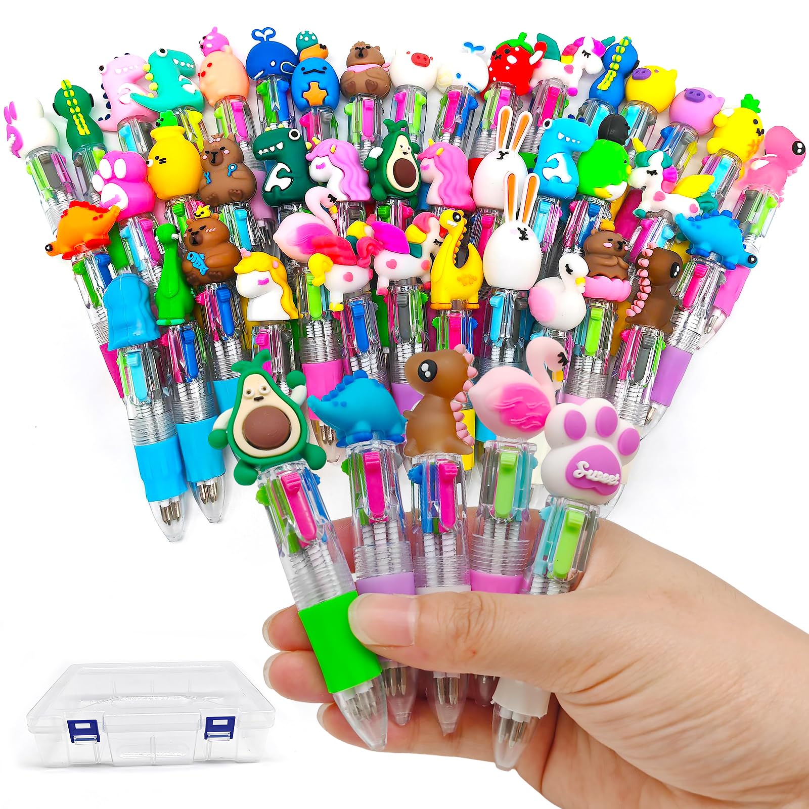 Amazon.com : 50 Pcs Multicolor Pens in one- 4 in 1, Mini Cute Ballpoint ...
