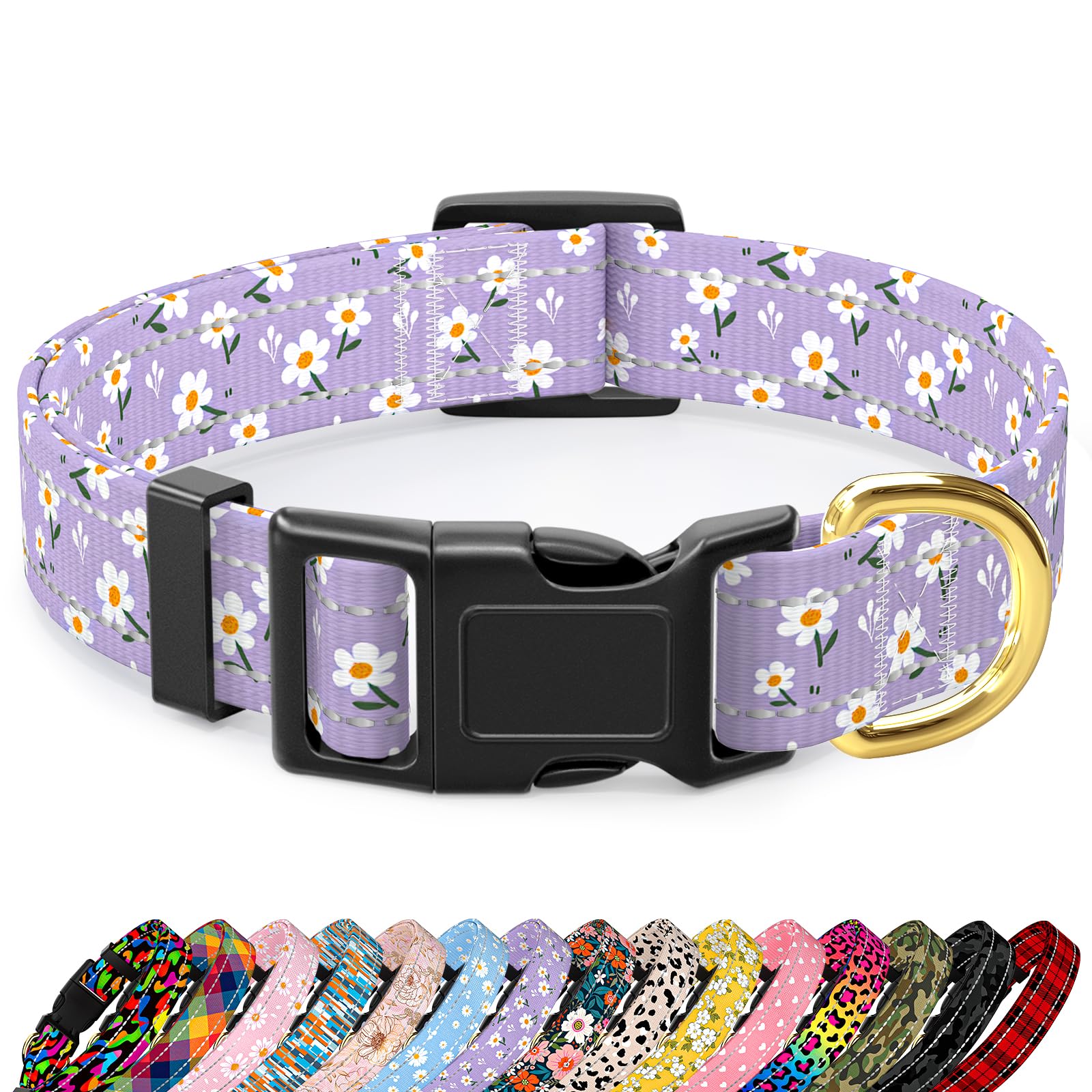 Amazon.com : TMOODEL Reflective Dog Collar for Medium Dogs, Cute Flower ...