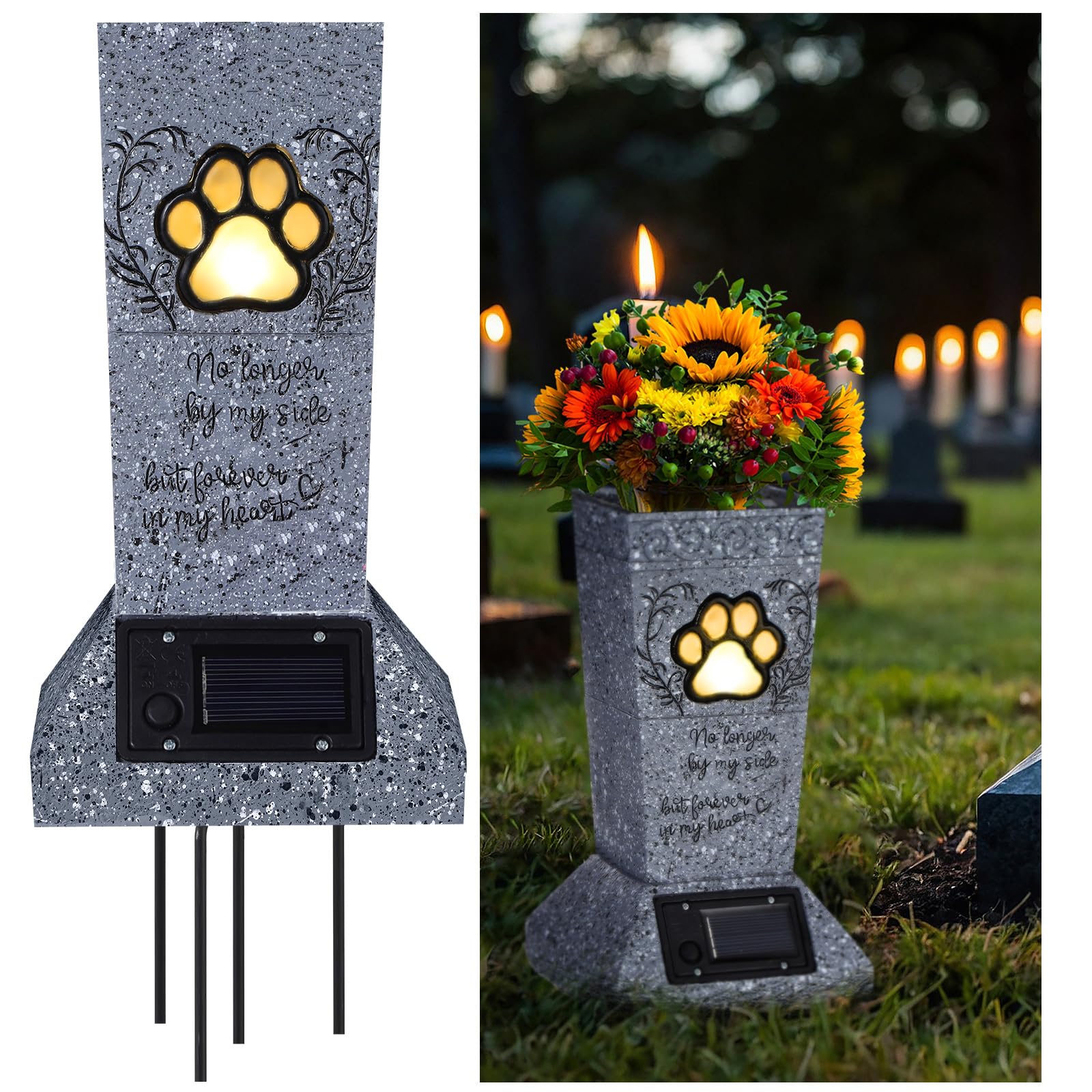 Amazon.com: Harrycle Solar Pet Cemetery Flower Vase with LED, Dog Claw ...