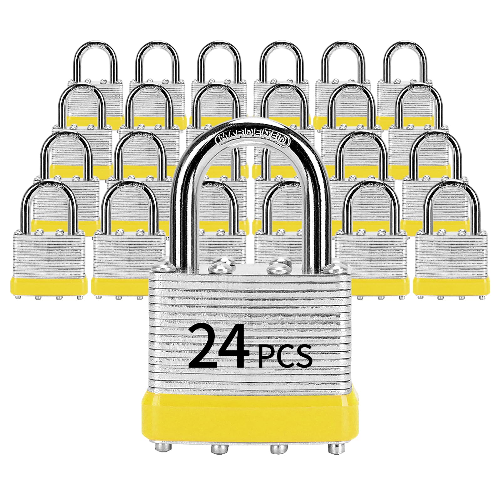 Padlocks with Same Key, LQYN 24 Pcs Laminated Keyed Padlock (1-9/16 ...