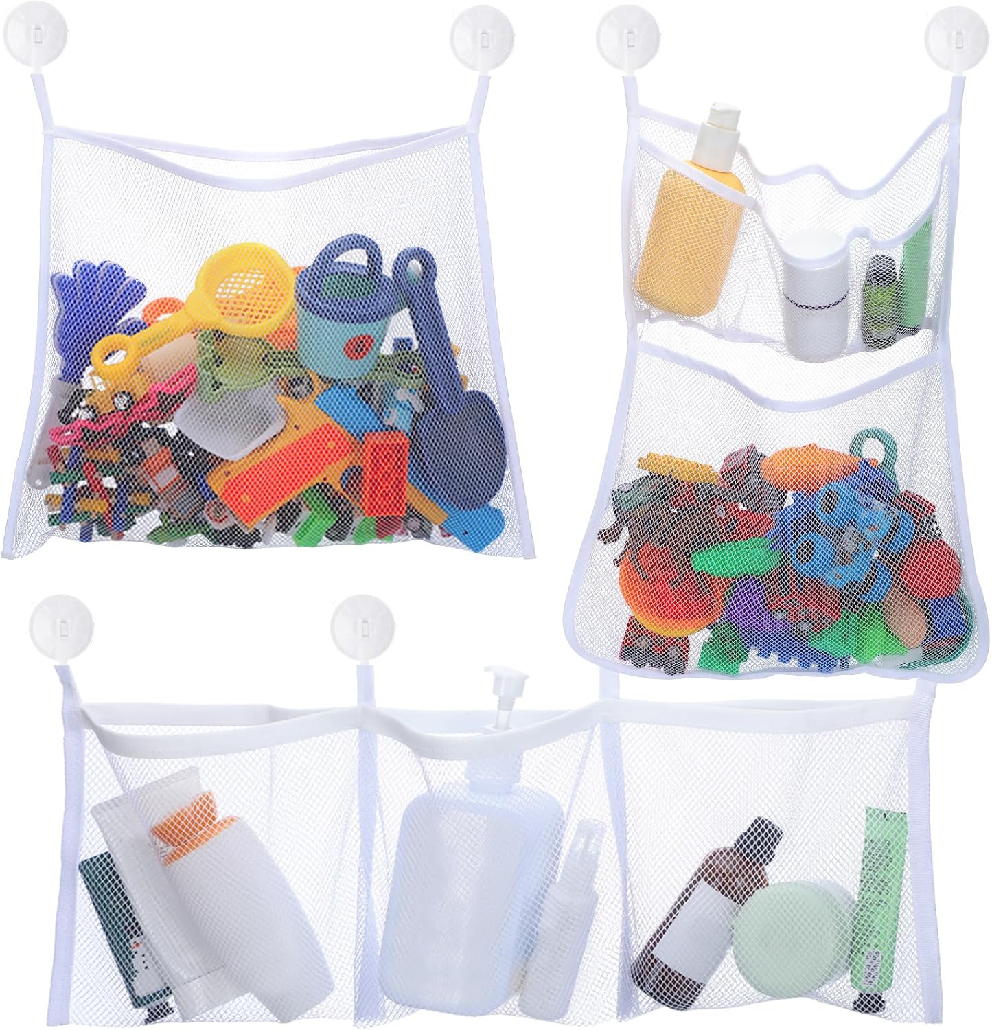 Amazon.com: Wowangce 3 Pcs Mesh Bath Toy Storage Bath Toy Organizer ...