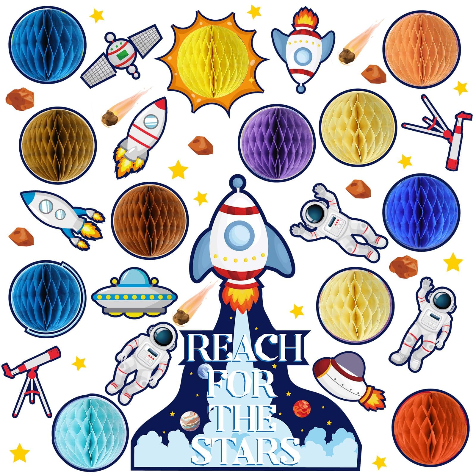 Snapklik.com : Outer Space Honeycomb Balls Bulletin Board Set ...