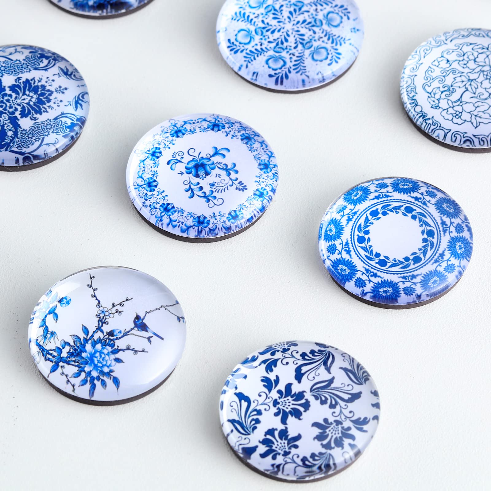 Snapklik.com : 20 Pieces Glass Refrigerator Magnets Round Blue And ...