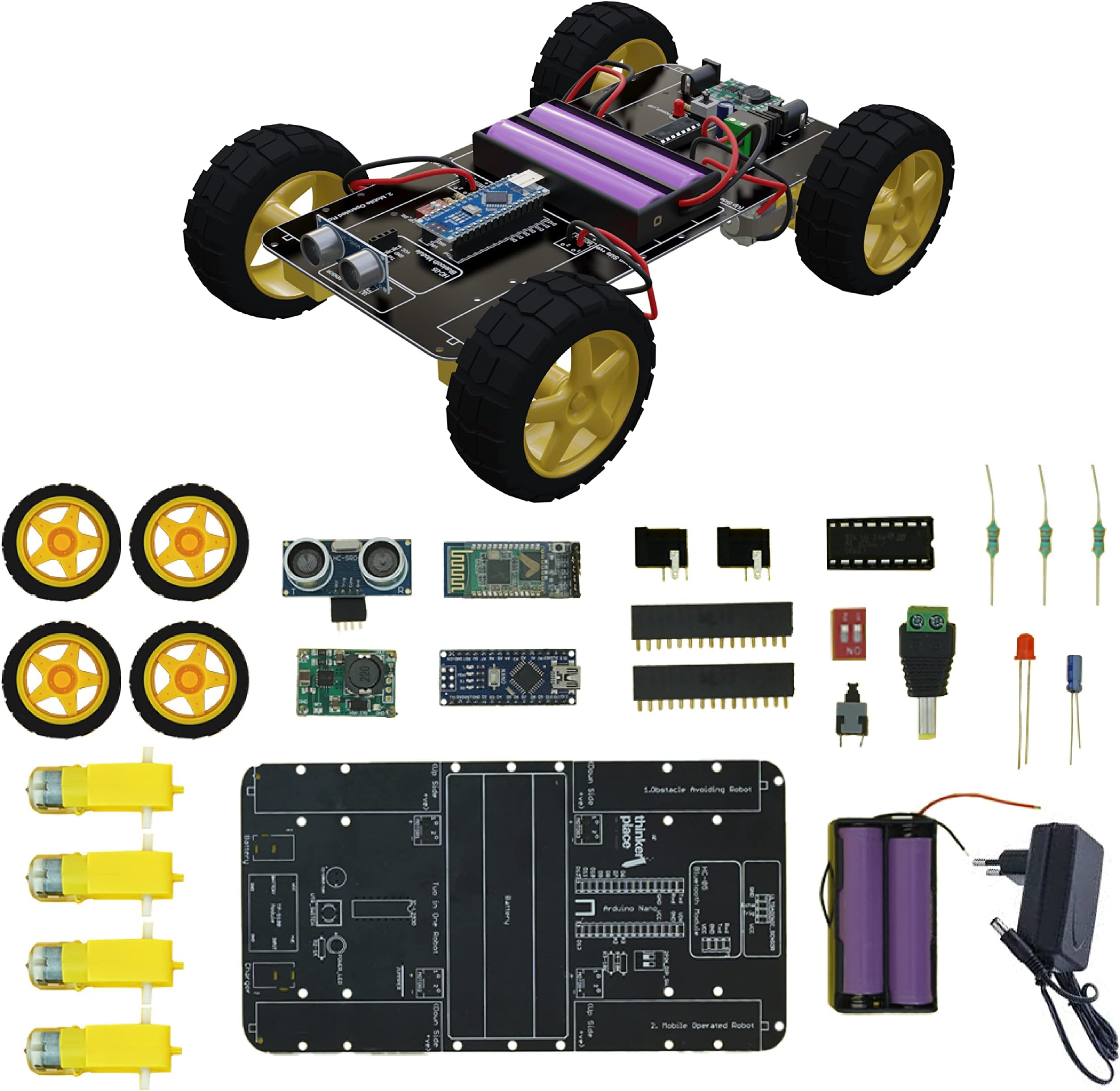 AM ROBOTICS Rover 4WD BO Series 1 Metal Chassis DIY ARDUINO Project KIT ...