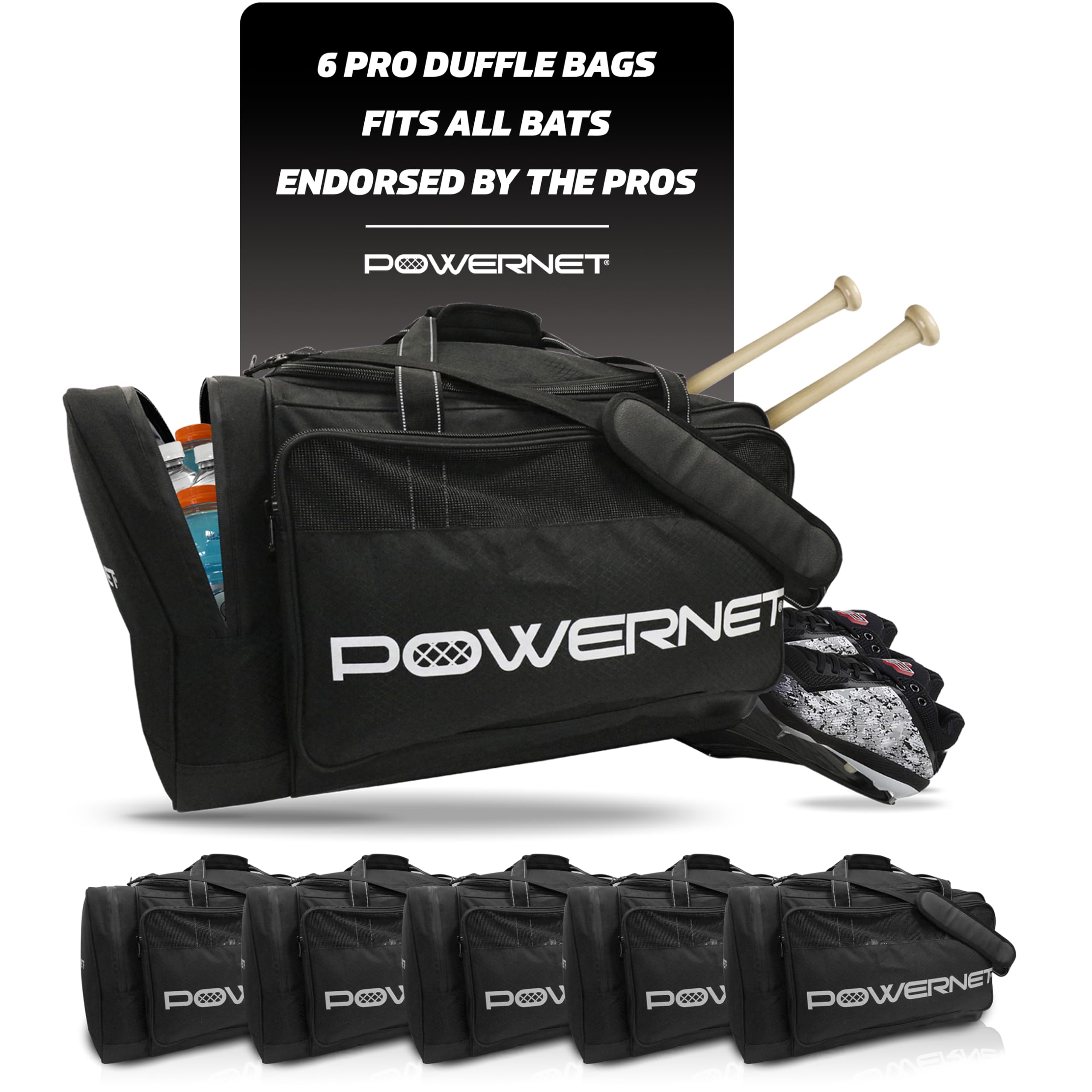 Amazon.com : PowerNet Pro Duffle Bag, Softball Baseball Dual Bat Bag ...