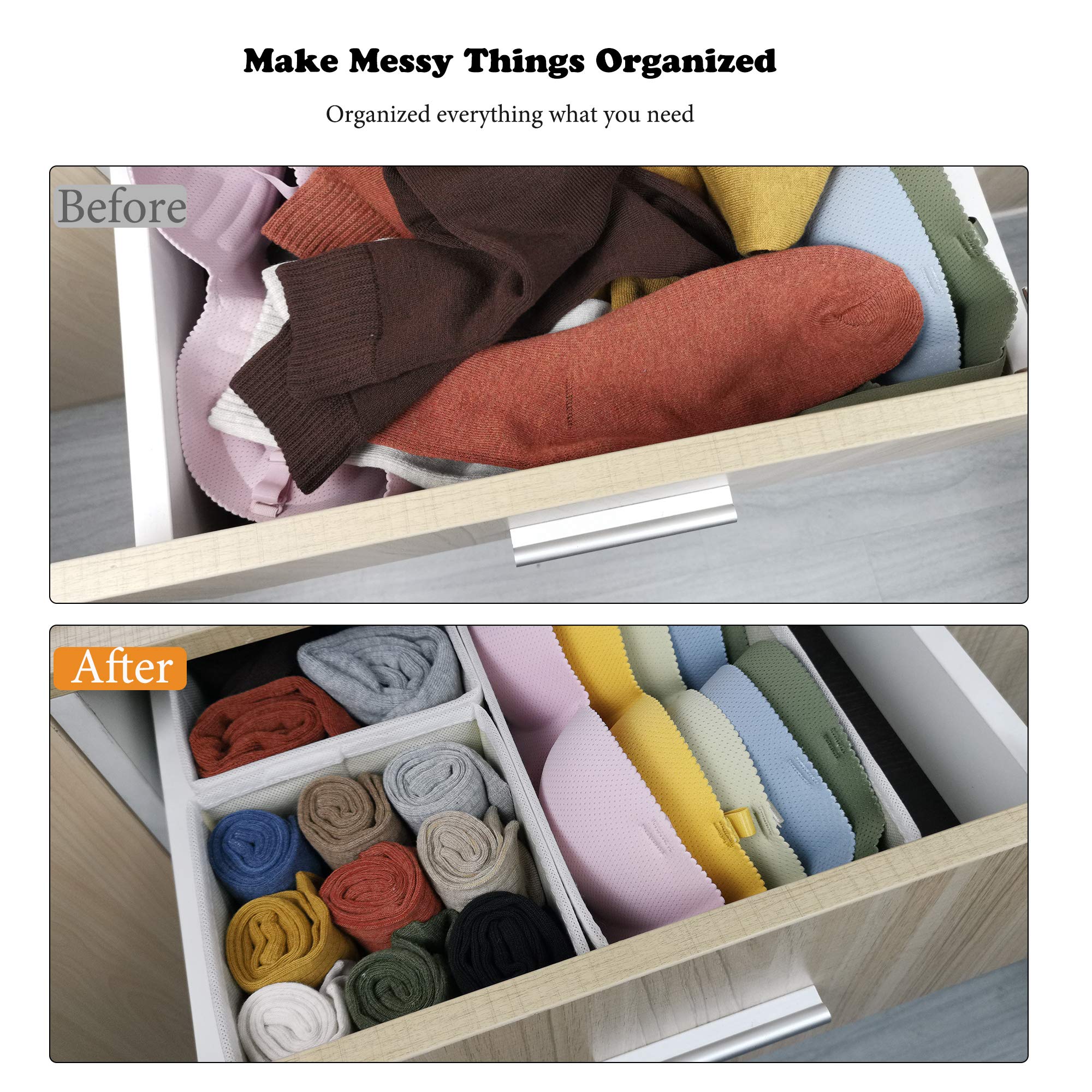 Buy Drawer Organiser Divider Set of 6, Foldable Fabric Drawer ...