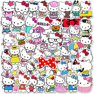 Amazon.com: 50 Pcs Hello Kitty Stickers for Water Bottle Waterproof ...