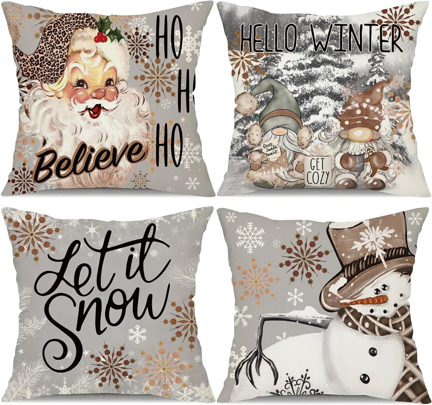 Amazon.com: Sunboom Christmas Pillow Covers 18x18 Set of 4, Christmas ...