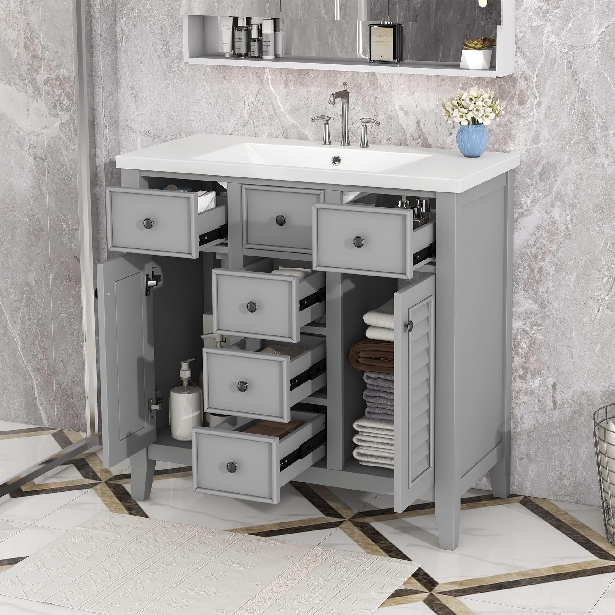 Amazon.com: Merax 24" Bathroom Vanity Cabinet with Sink Set w/Painted ...