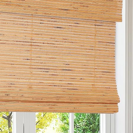 Amazon.com: Artdix Bamboo Roman Shades, Cordless Walnut Custom Blackout ...