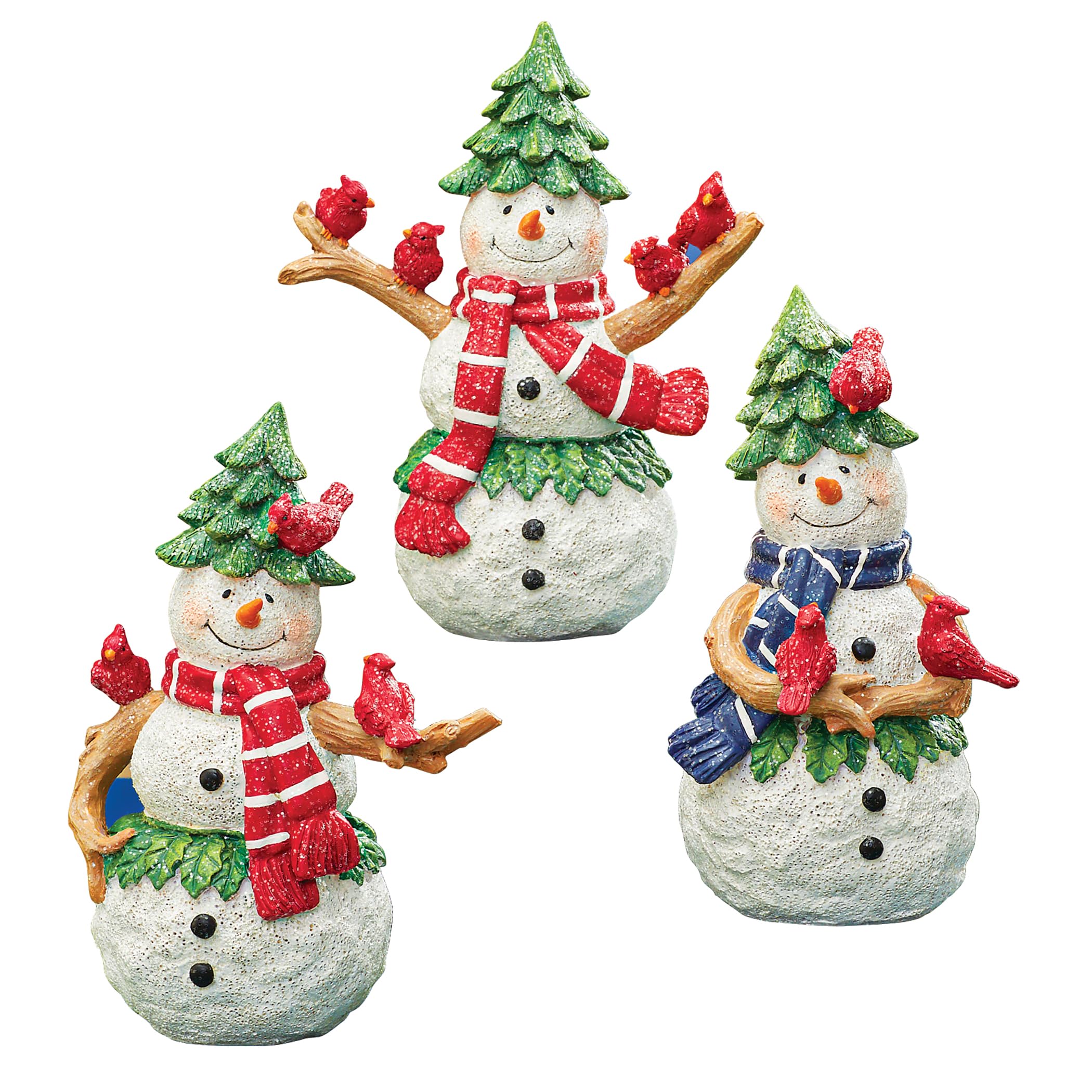 Amazon.com: Collections Etc Festive Tree Snowmen Holiday Figurines ...