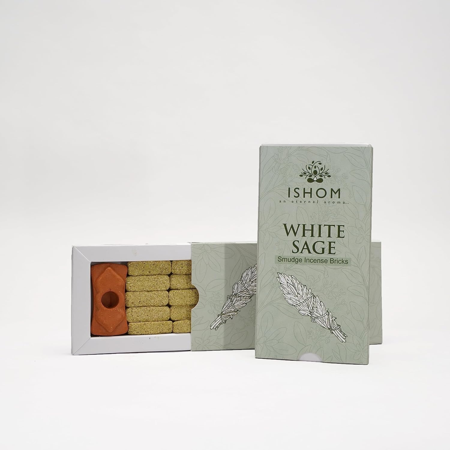 ISHOM| White Sage Smudge Incense Bricks| Made with Californian White sage Leaves | Best for ...