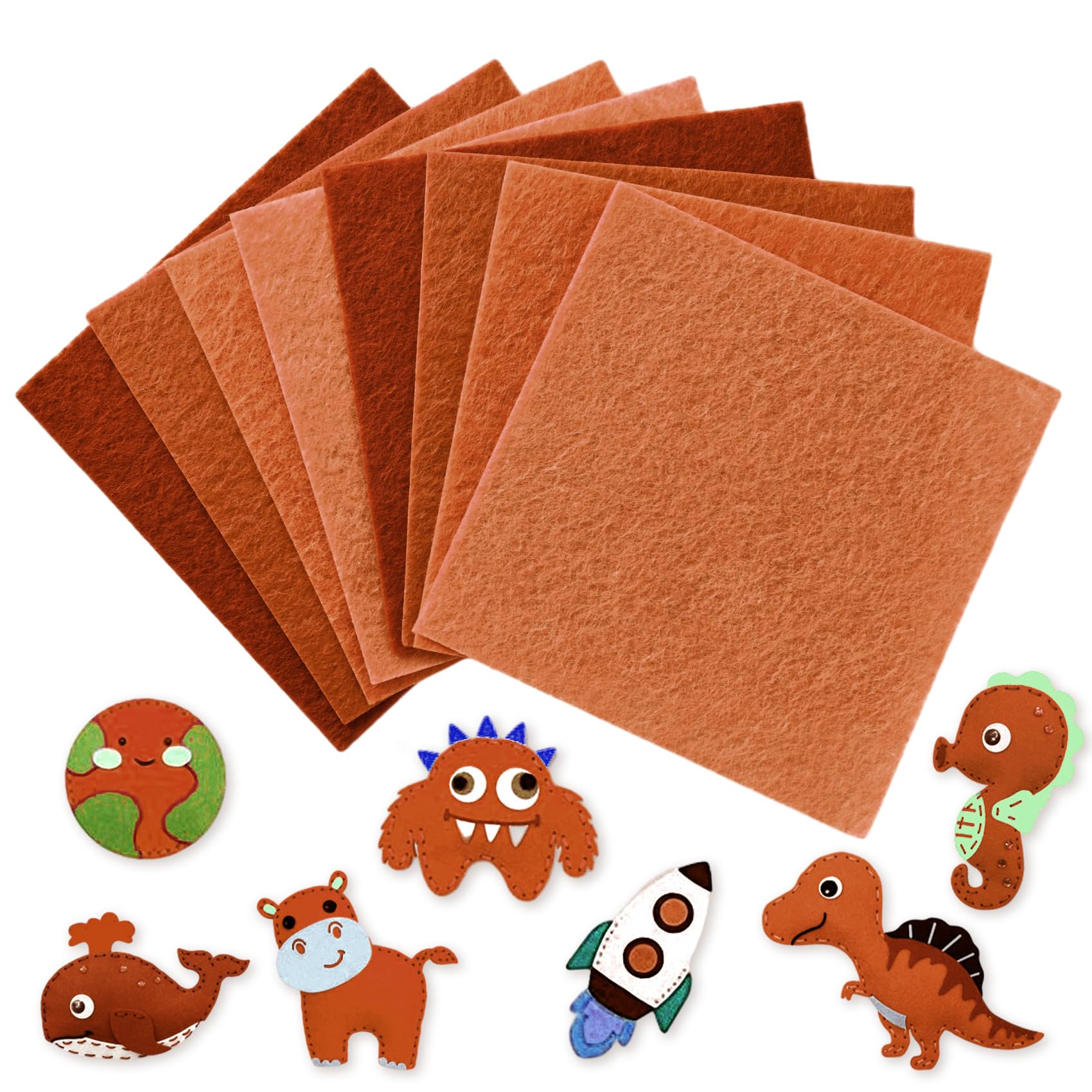 Amazon.com: Hlonon 40Pcs Brown Felt Fabric Sheets, 4 x 4 Inch Pre-Cut ...