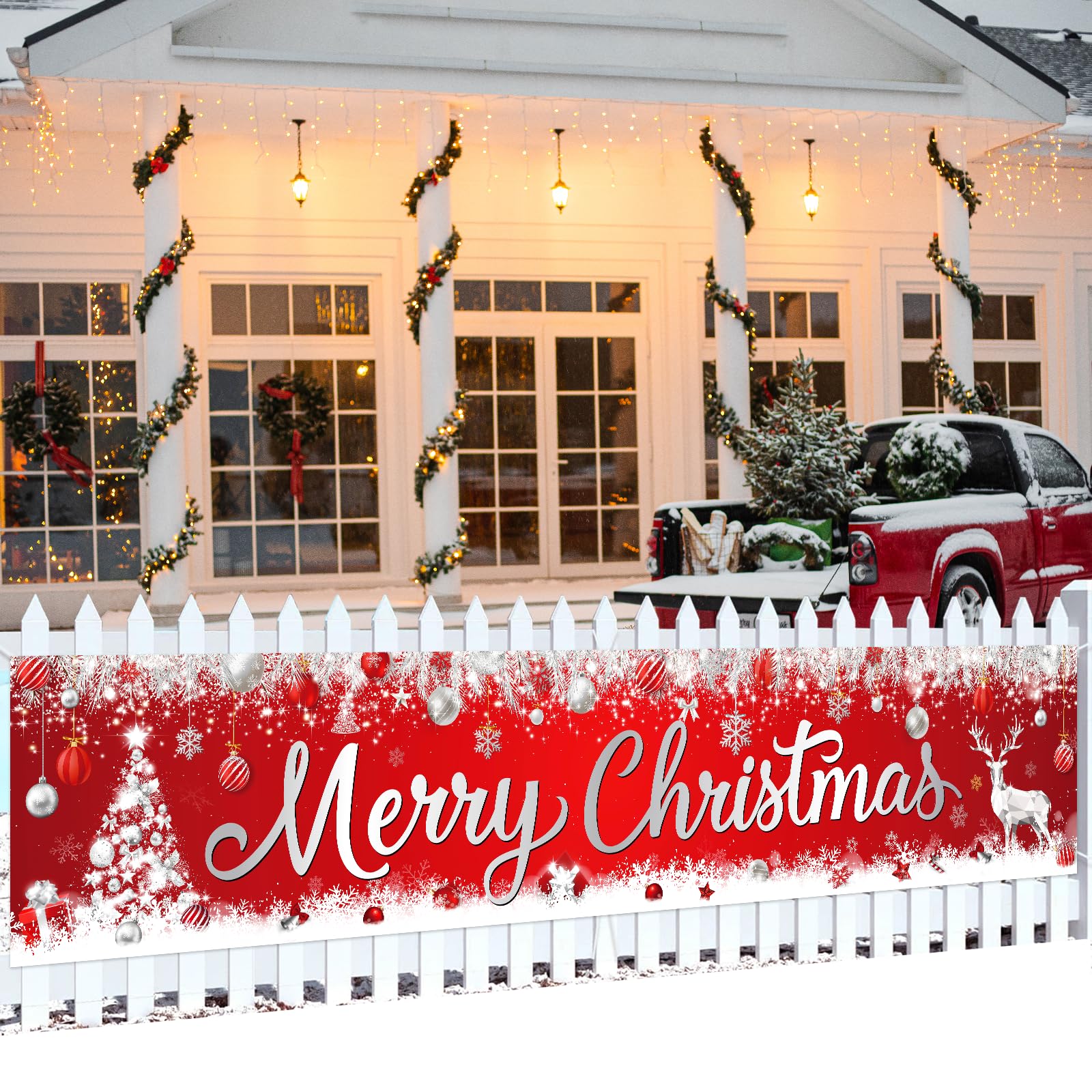 Amazon.com: Red Merry Christmas Banner Large Merry Christmas Yard ...