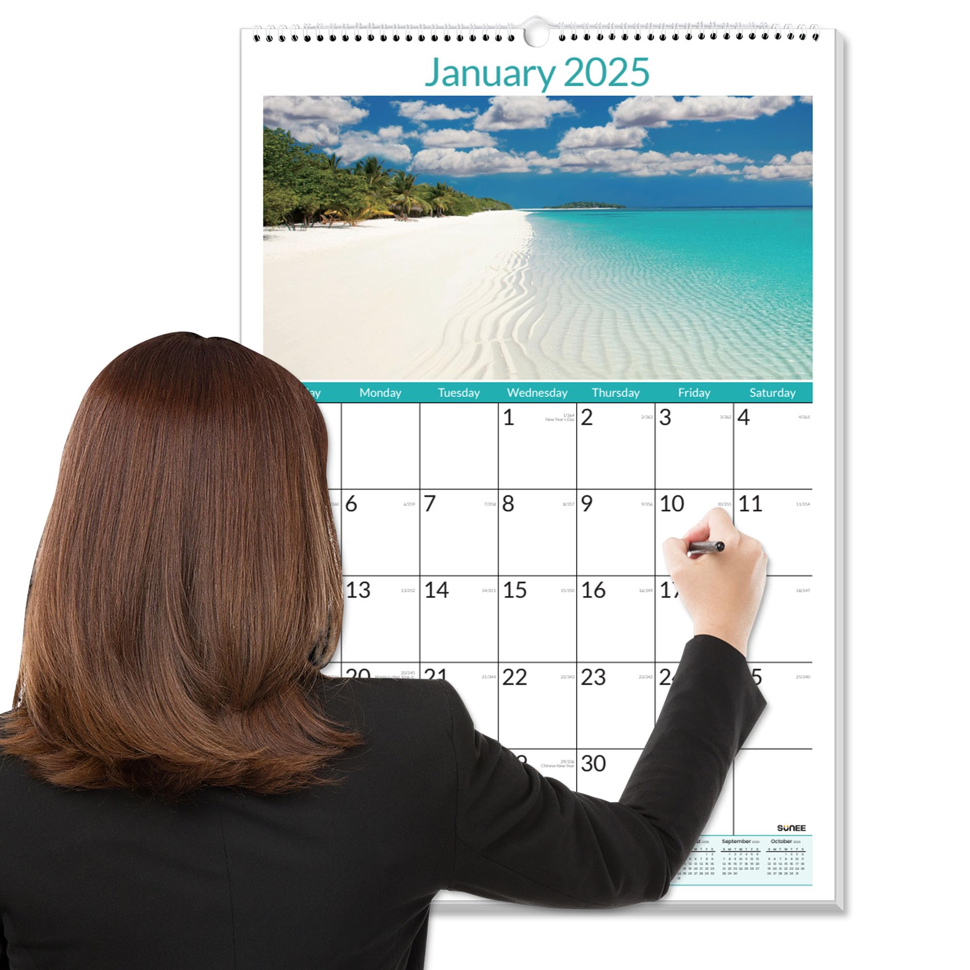 Amazon.com: SUNEE 2025 Wall Calendar Large 22.75"x15.5", 21 Month ...