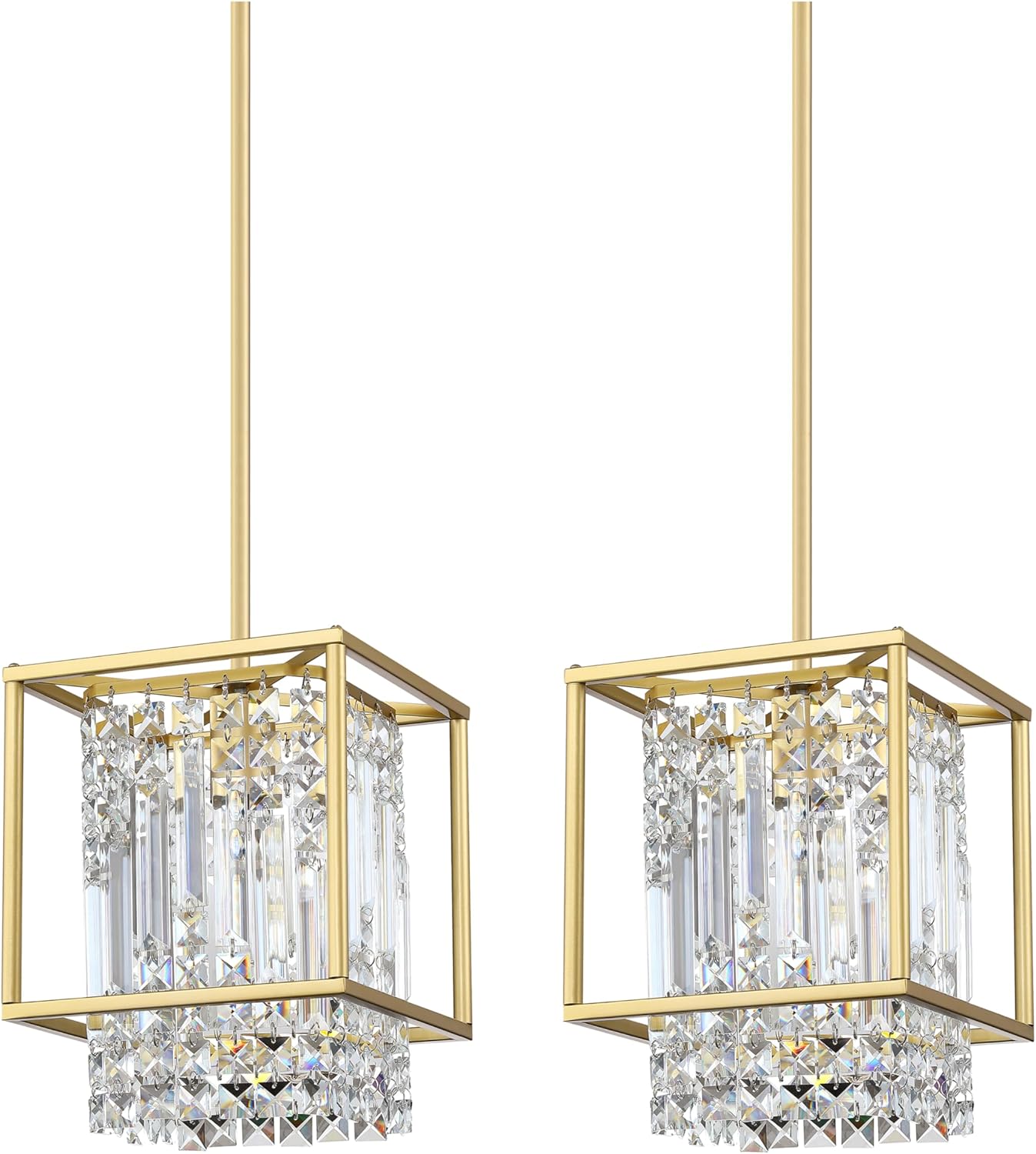 Hanging Kitchen Island Crystal Modern Pendant Light Fixture,Gold Finish ...
