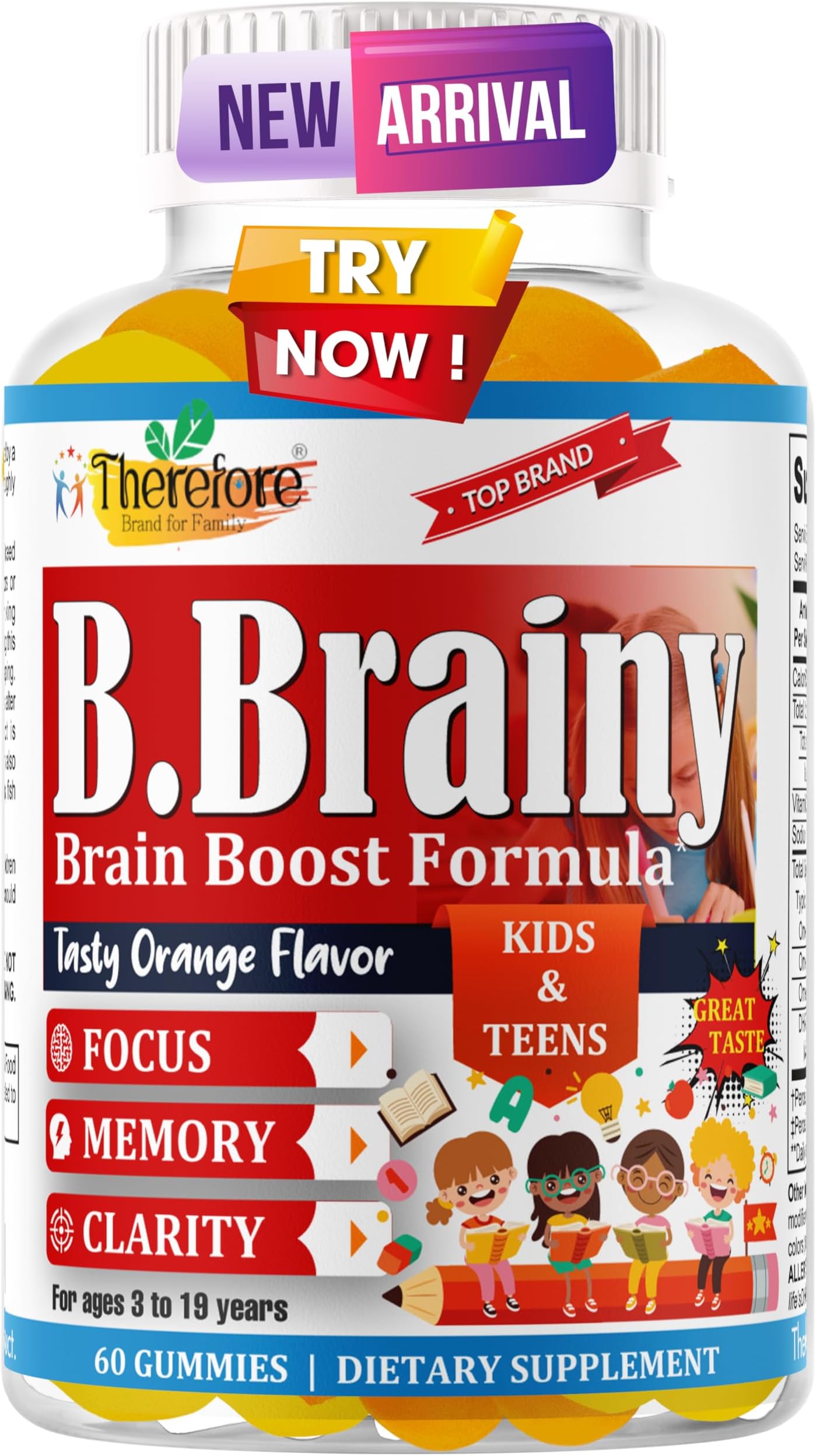 Amazon.com: B.Brainy Brain Focus Gummies for Kids & Teens, Attentive ...