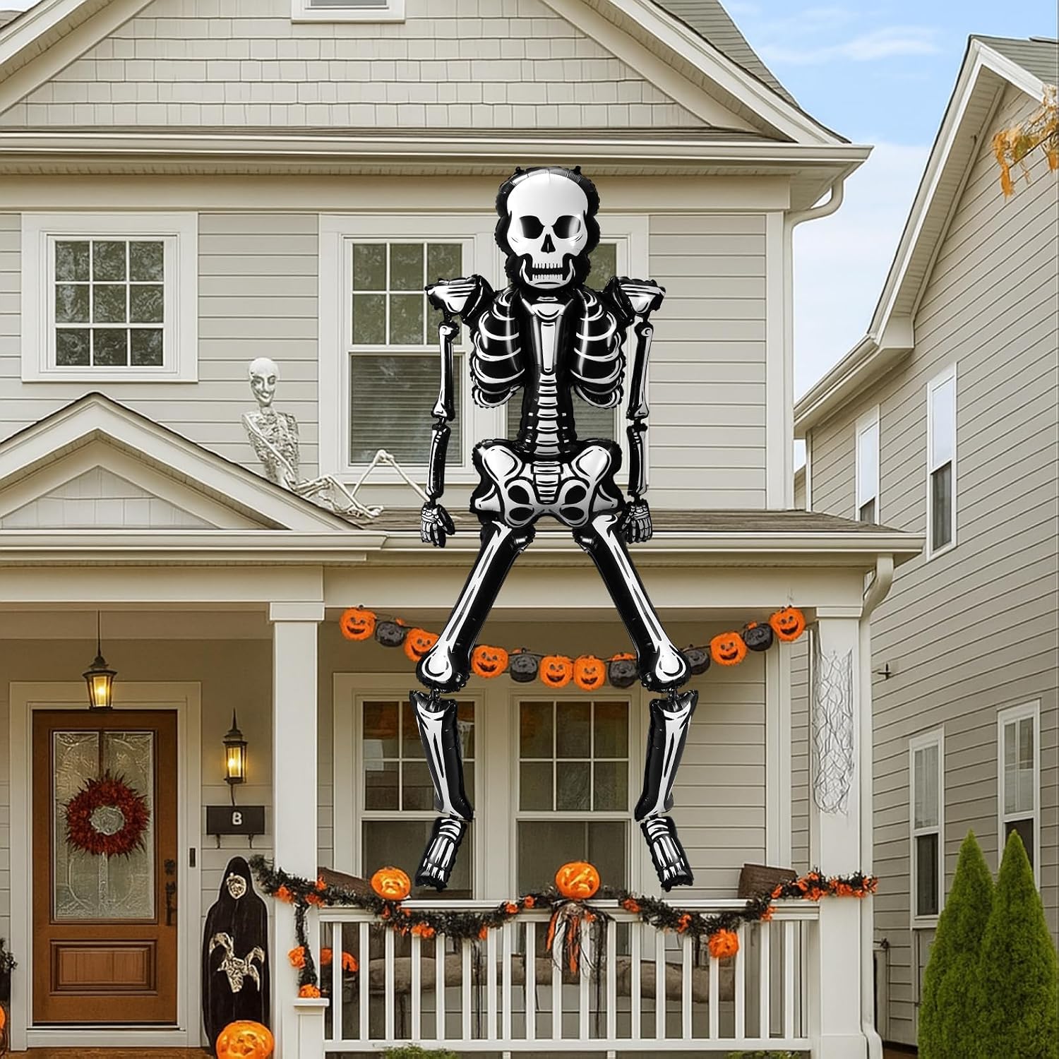 Amazon.com: Cinnvoice 8.4 ft Inflatable Halloween Skeleton Foil ...
