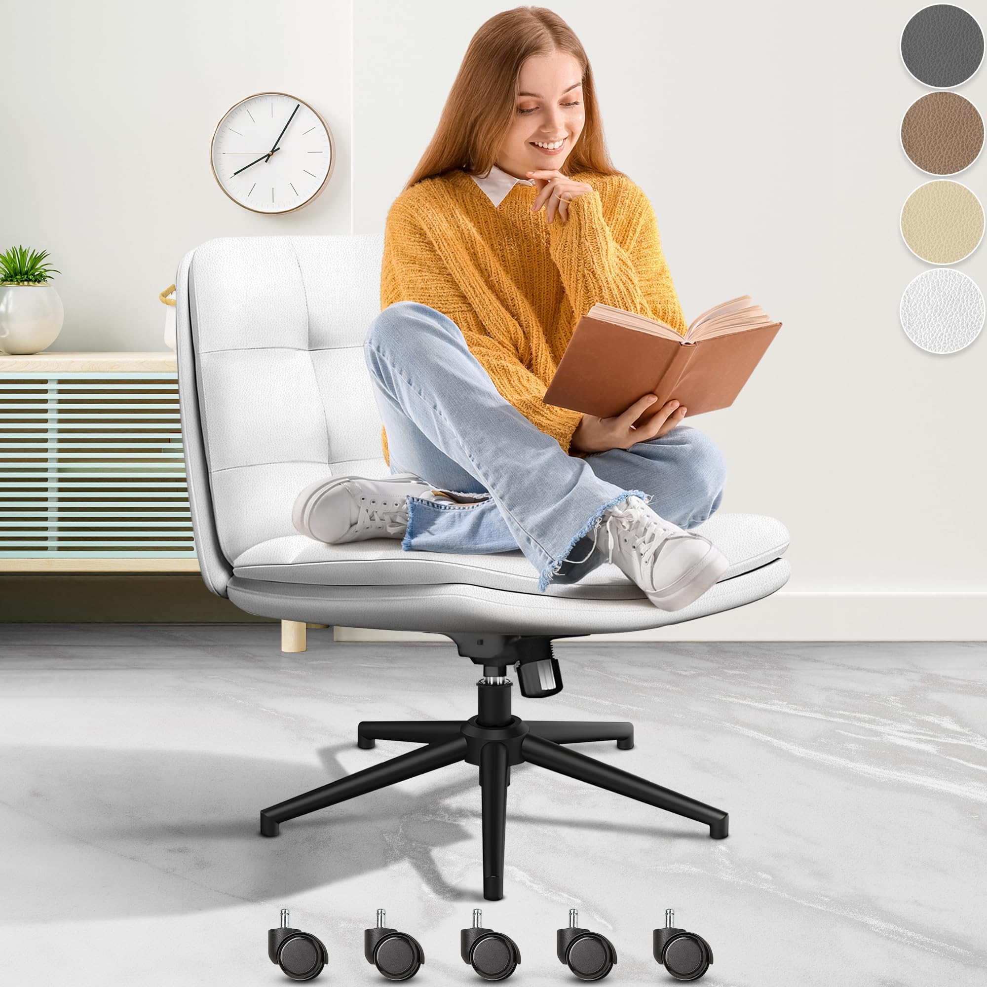 Criss Cross Desk Chair for Cross Legged Sitting, Easy to Assemble White ...