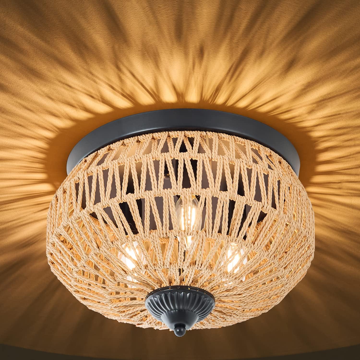 UPSEED 2 Pack Bohemian Ceiling Lights,Boho Flush Mount Ceiling Lights ...