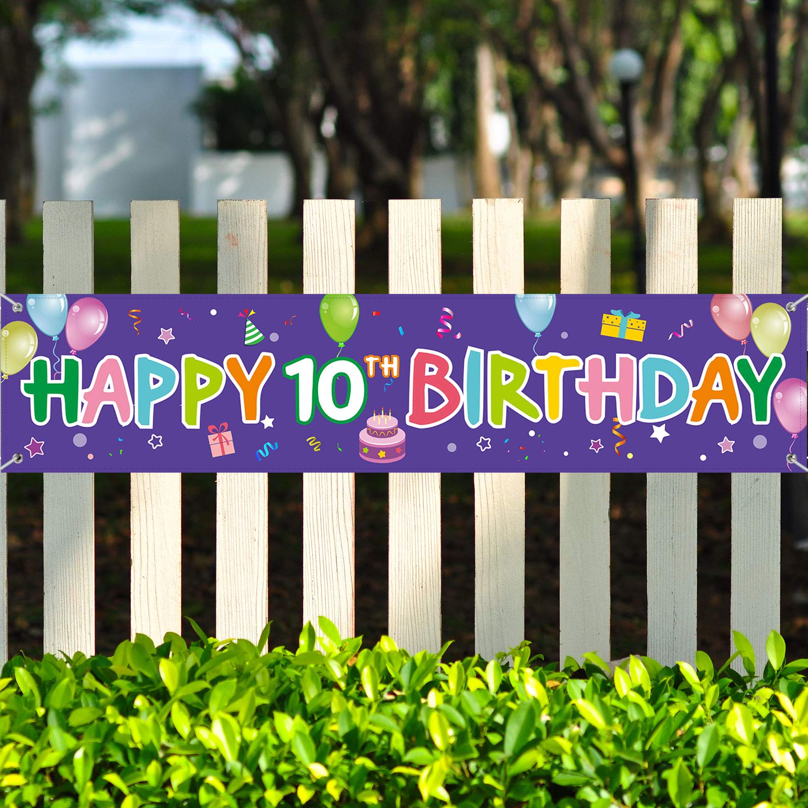Colorful 10th Birthday Yard Sign, Happy 10th Birthday Banner, Happy ...
