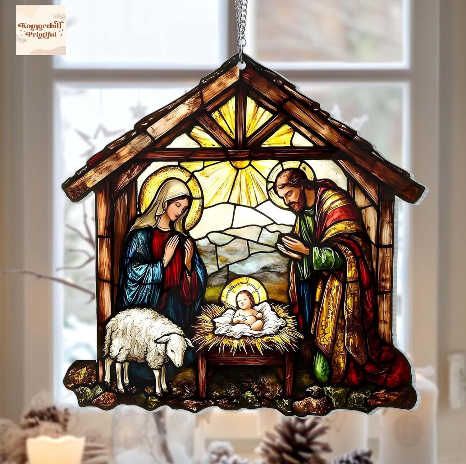 Amazon.com: Christmas Nativity Suncatcher Ornament Christmas Nativity ...