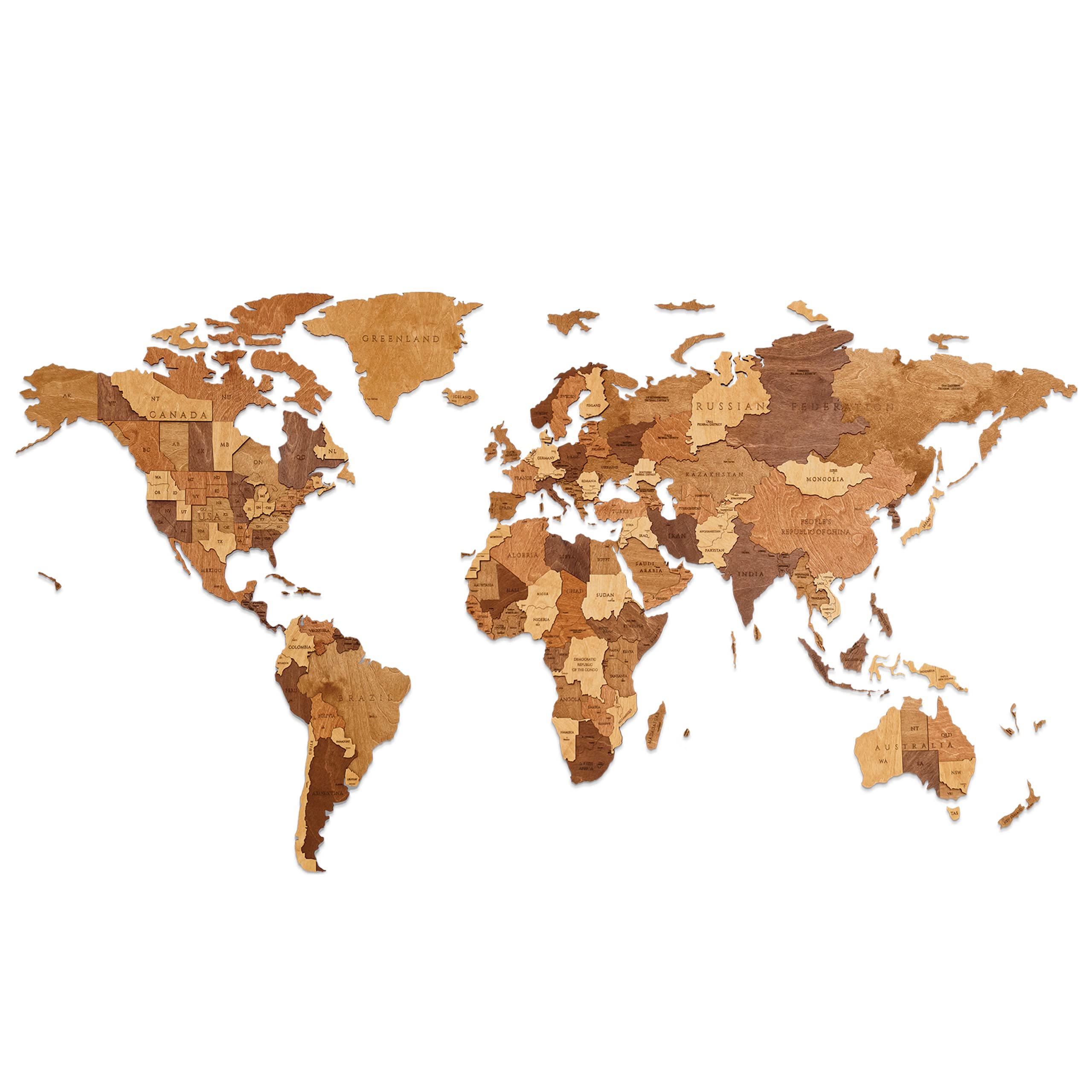 Amazon.com: World Map Wall Art - Self-Assembly 3-Layer Map of The World ...