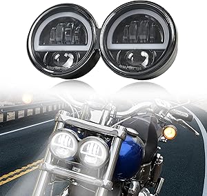 Amazon.com: VEISUTOR Dual LED Headlight for Fat Bob，Upgraded LED Headlamp Front Light Kit with ...
