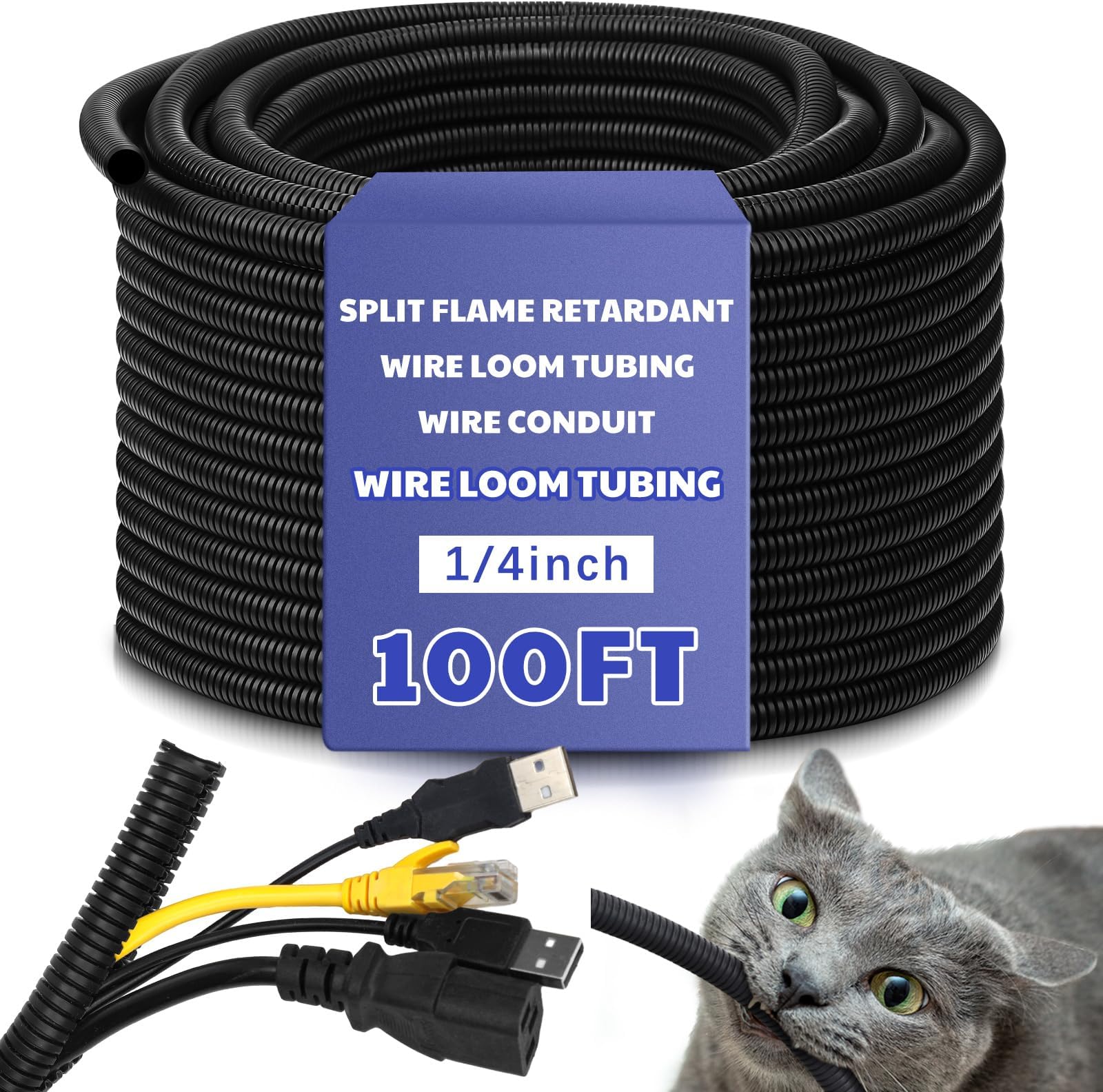 Amazon.com: Pangda 1/2"/1" 50 Ft Flame Retardant Braided Split Wire ...