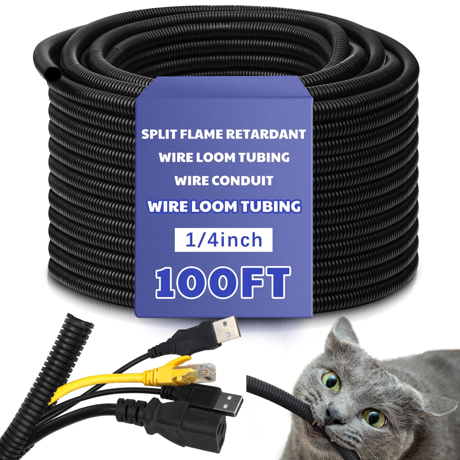 Amazon.com: Kanayu Split Flame Retardant Wire Loom High Temperature Cable Conduit Split Cable ...