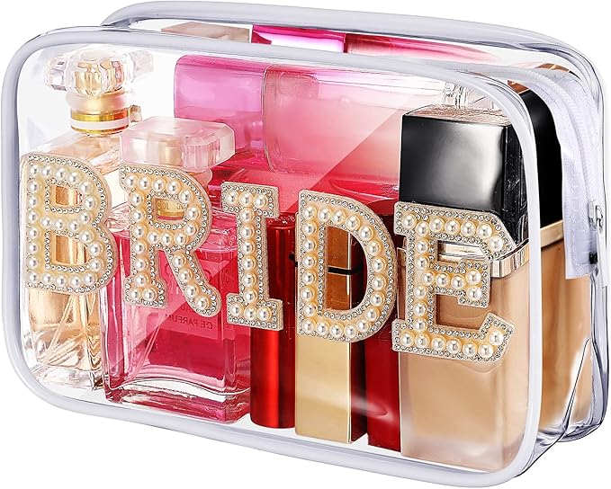 Amazon.com: LEIFIDE Bride Bag Clear Makeup Bag Bride Gift Cosmetic Packet Mrs Pearl Bachelorette ...