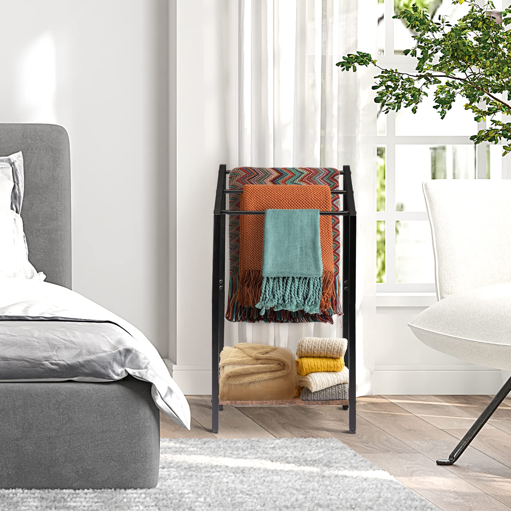 Snapklik.com : Blanket Ladder Stand For Living Room - Wood Metal ...