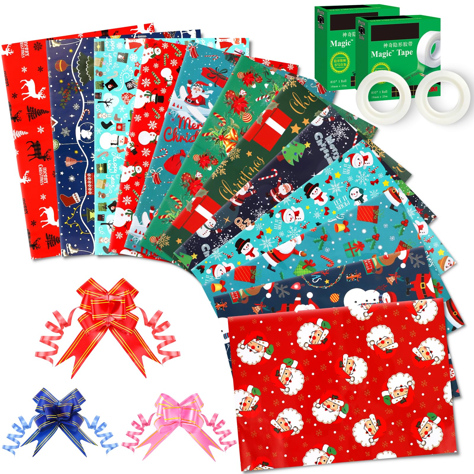 Amazon.com: EIMMBD Christmas Wrapping Paper Folded 12 Pack Large Gift ...