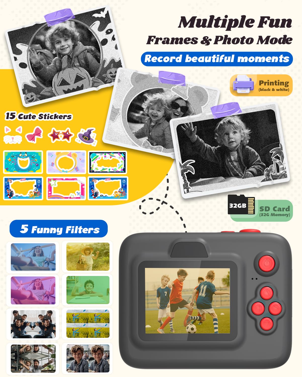 Snapklik.com : Instant Print Camera For Kids, 2.4 Inch Screen, 12MP ...