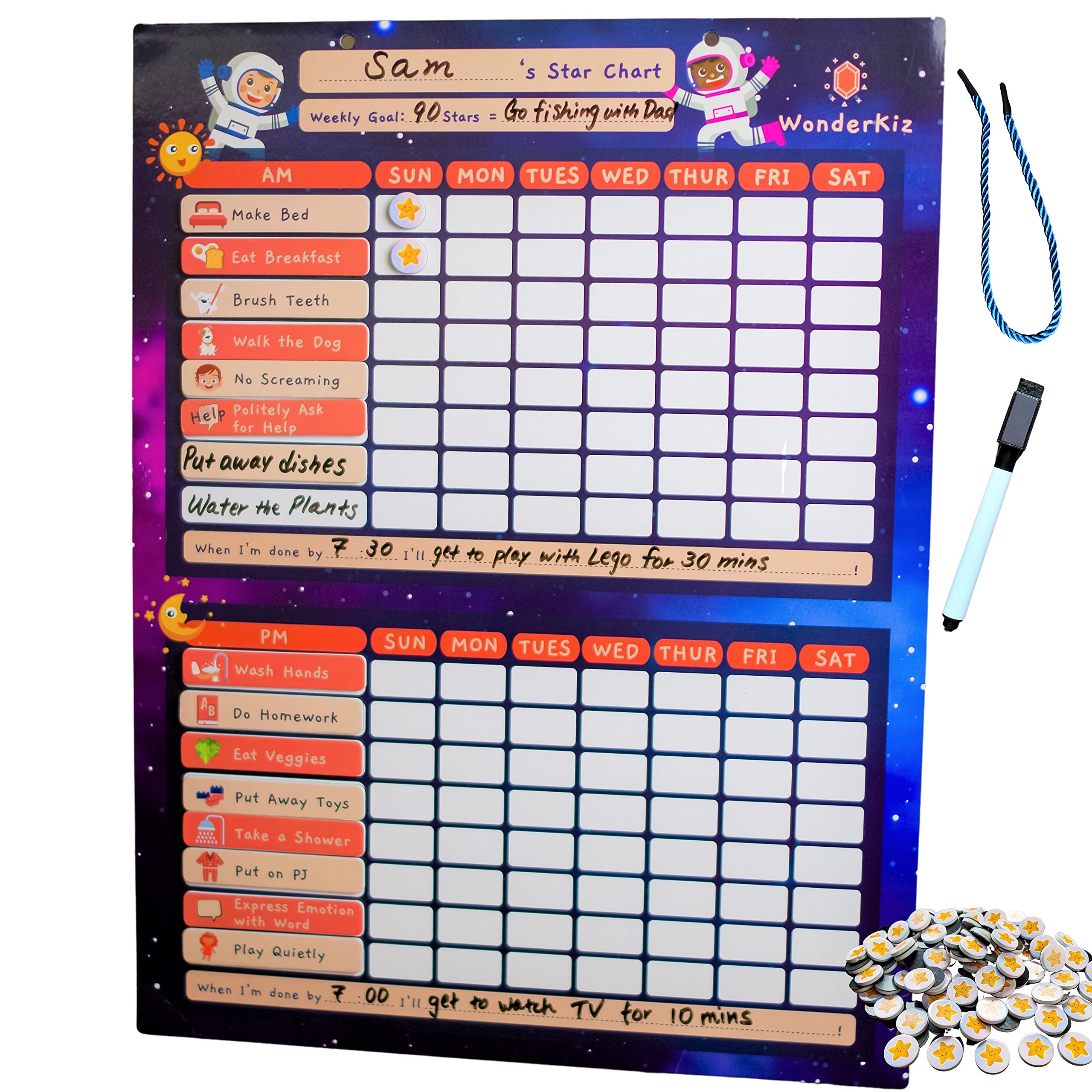 Buy Magnetic Chore Chart for Kids & Toddler -ADHD Routine Behavior ...