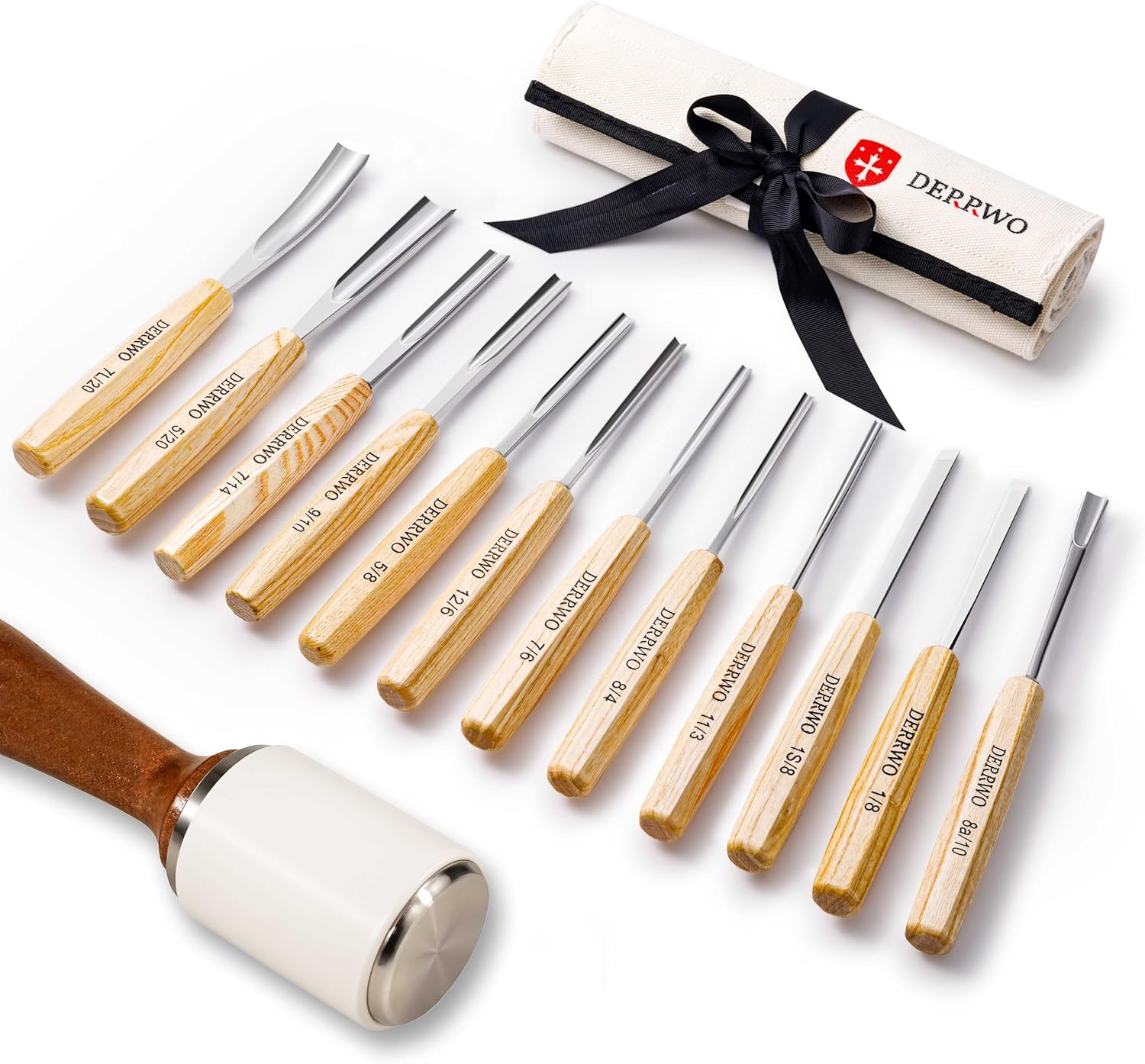 Amazon.com: Wood Carving Tools Set,12 Chisels with Mallet and Canvas ...