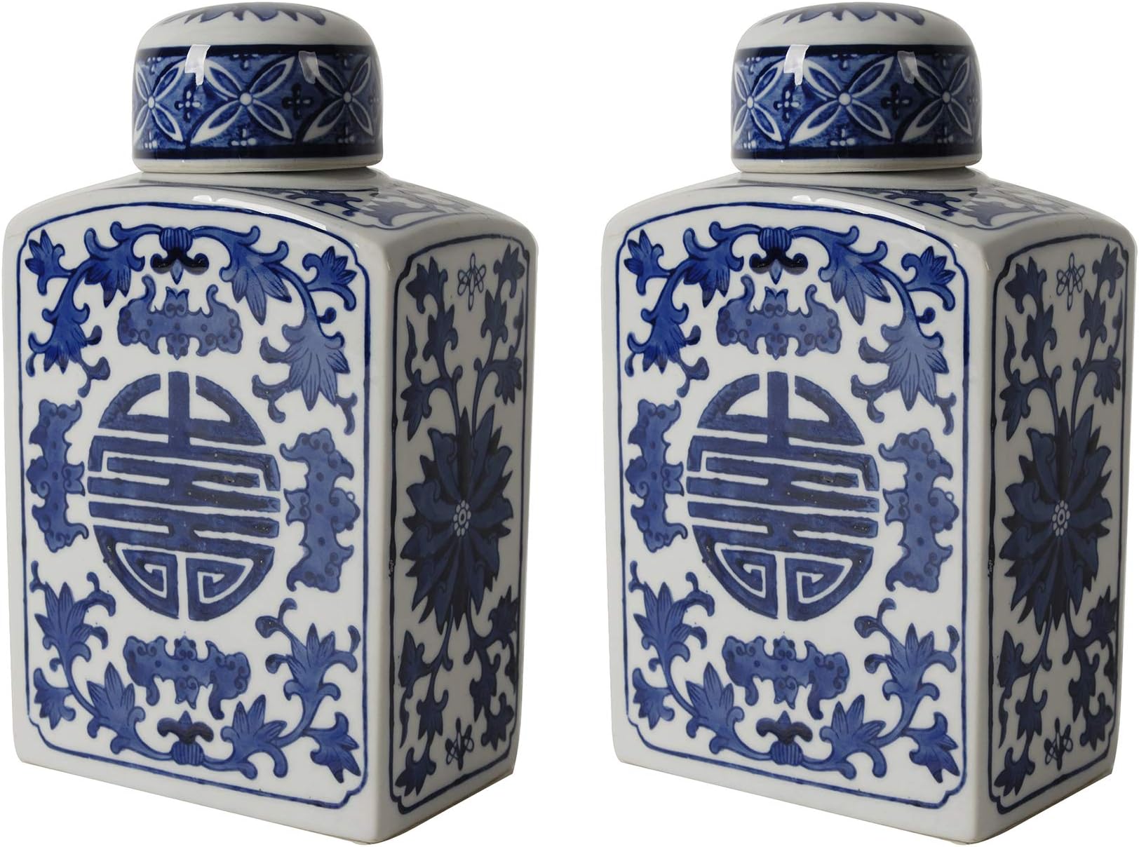 Amazon.com: 14.2" White and Gold Ceramic Ginger Jar with Lid - Modern ...