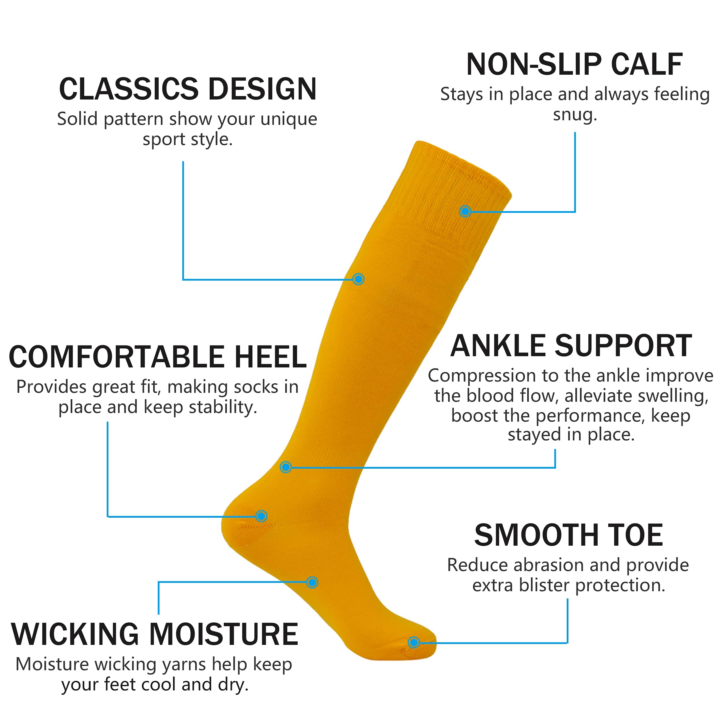 Snapklik.com : Gold Baseball Socks, Men Womens Football Soccer Softball ...