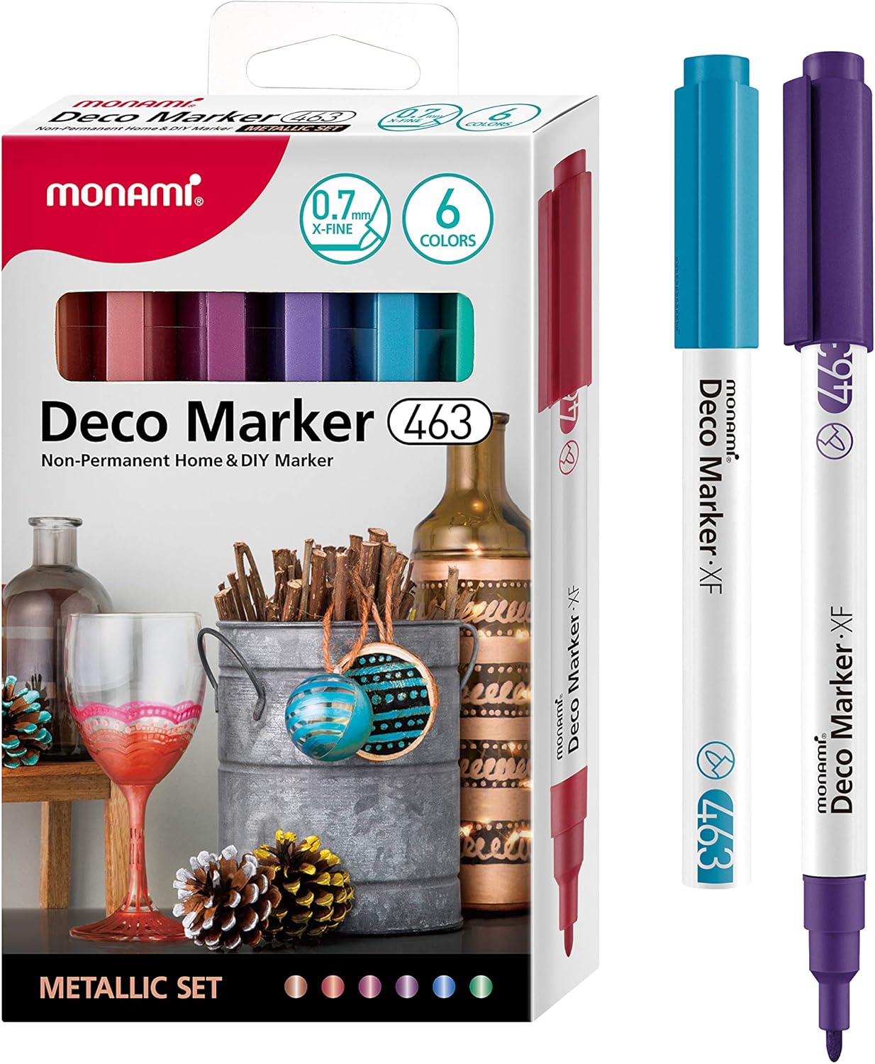 Amazon.com: MONAMI Deco Marker 463, Extra-Fine Tip (0.7mm), Water-Based ...