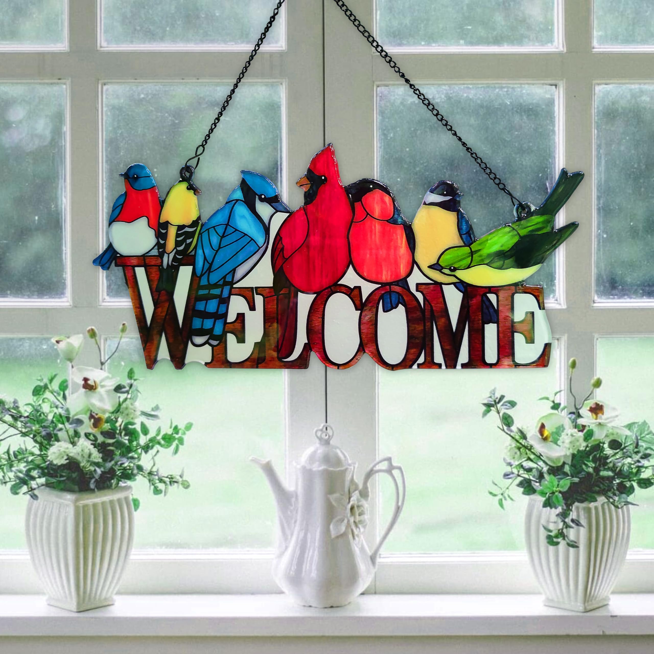 Amazon.com: Birds On A Wire Suncatchers for Window Hanging-Birds Window ...