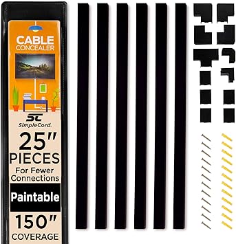 Amazon.com: Simple Cord Cable Concealer On-Wall Cord Covers with 6, 25 ...