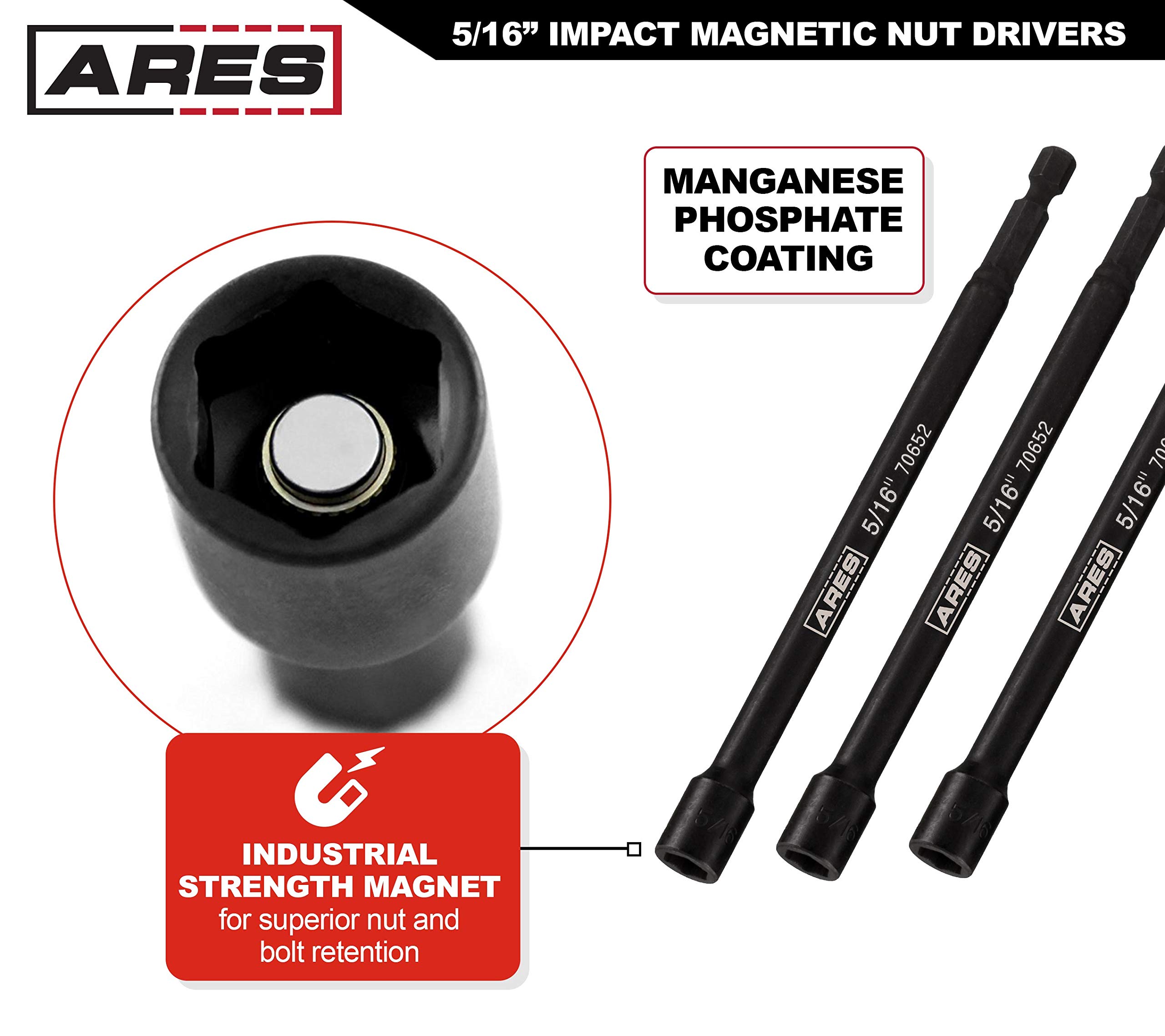 Snapklik.com : ARES 27009-3-Piece 5/16-Inch Magnetic Impact Nut Driver ...