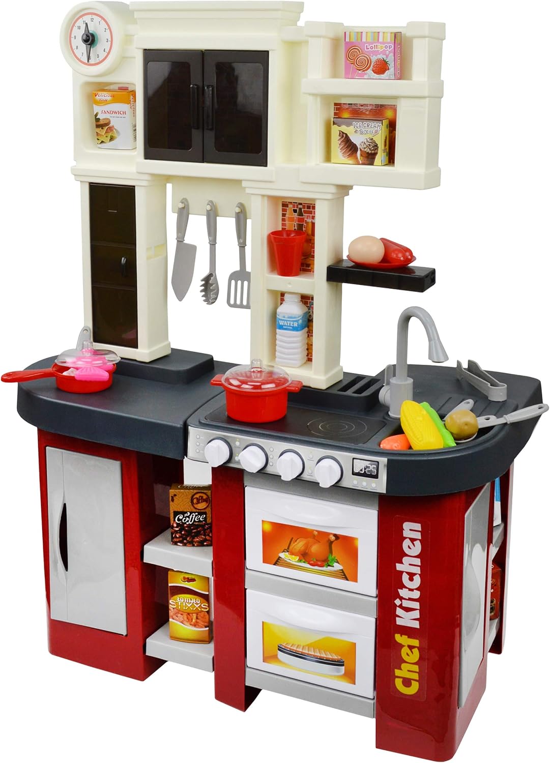 Amazon.com: Kids Play Kitchen Set with Realistic Sounds and Real Water ...