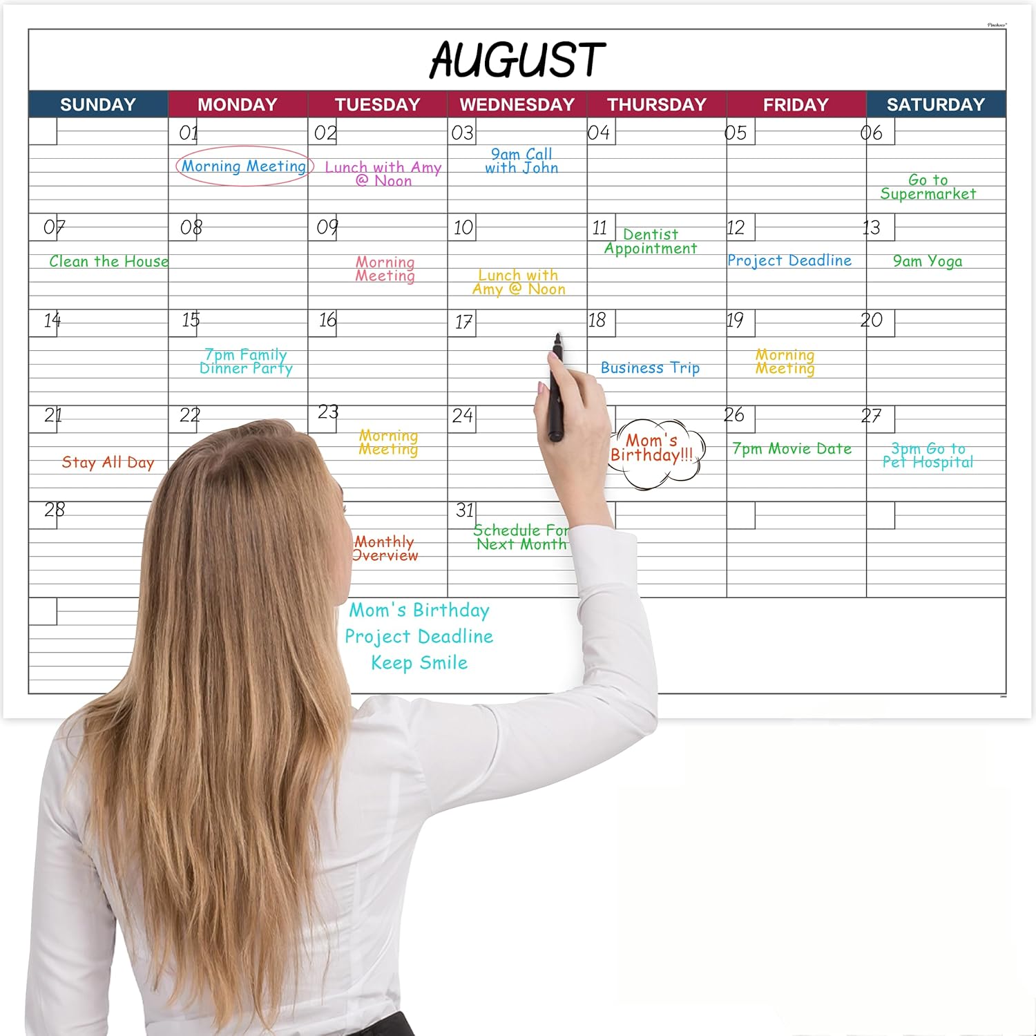 Amazon.com: Dry Erase Calendar for Wall - 1 Month Wall Calendar, 28" x ...
