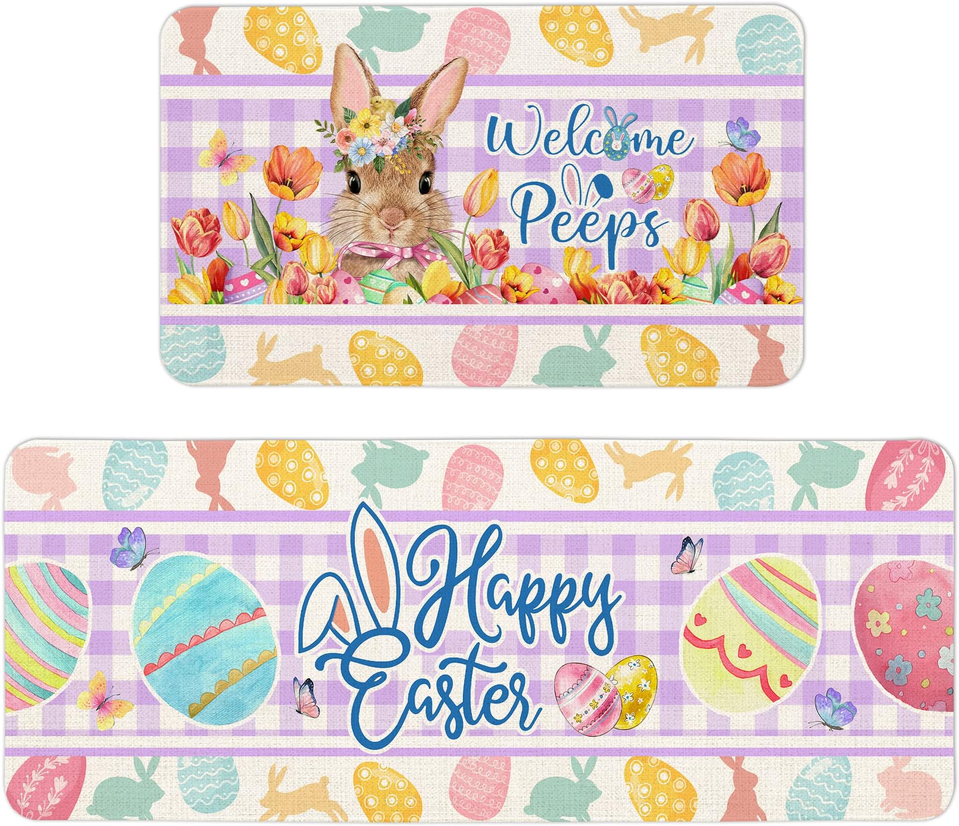 Amazon.com: Unibyby Easter Kitchen Mats, Happy Easter Kitchen Rugs, Set ...